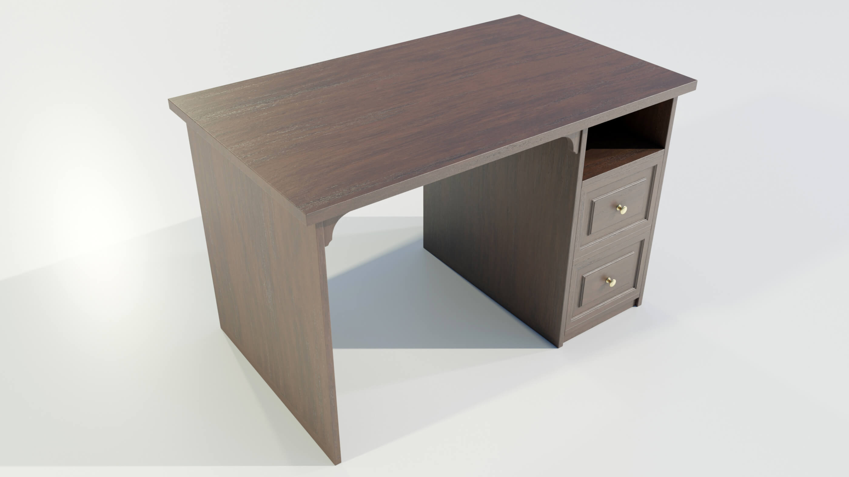 Classic Wooden Desk - 3D Model by 3Dmae