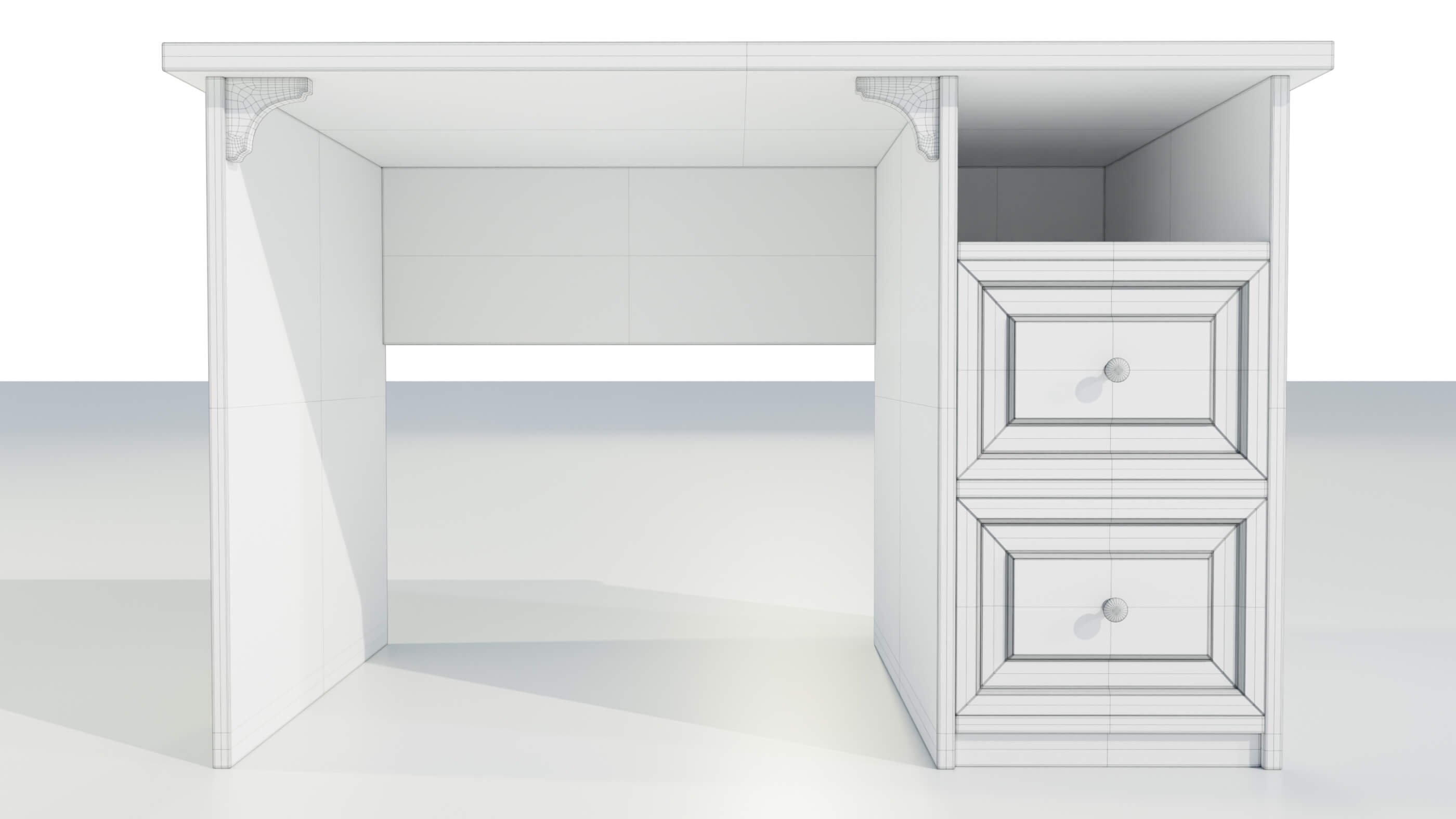 Classic Wooden Desk - 3D Model by 3Dmae