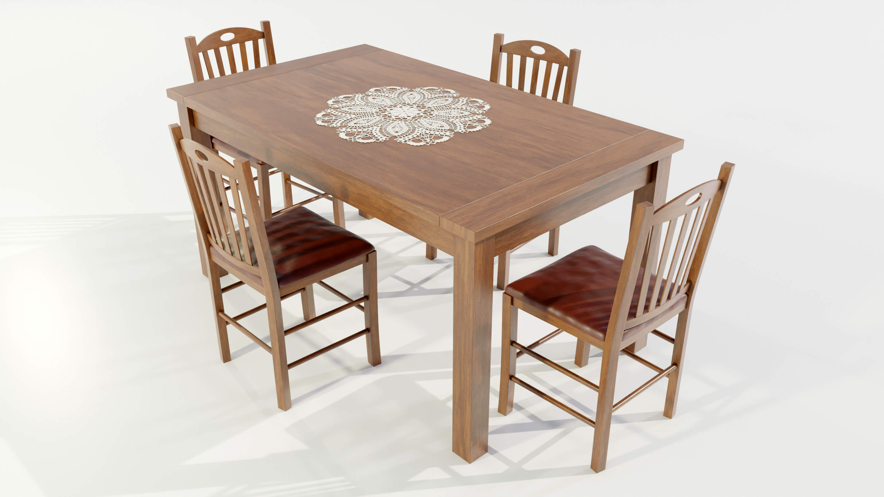 Wooden Dining Table - 3D Model by 3Dmae