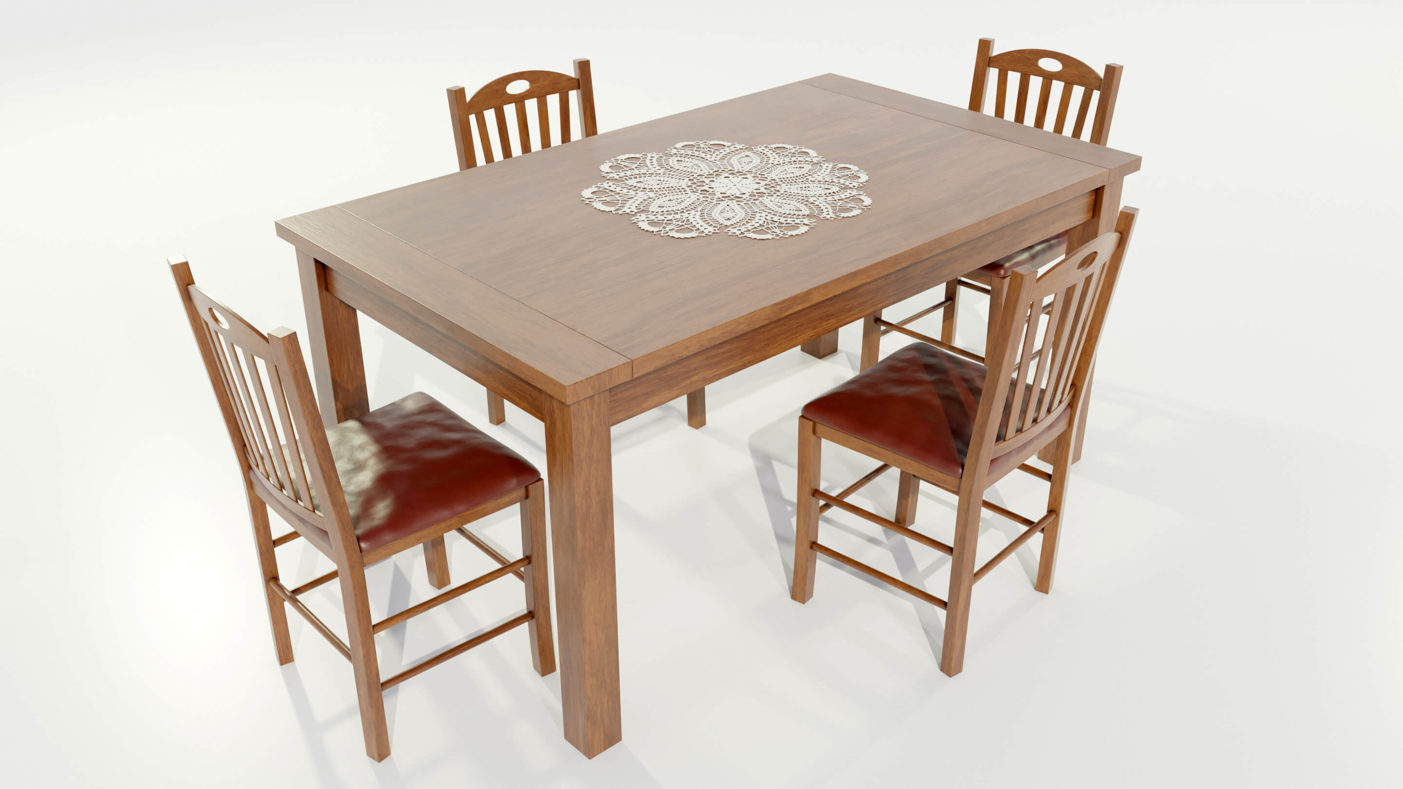 Wooden Dining Table - 3D Model by 3Dmae