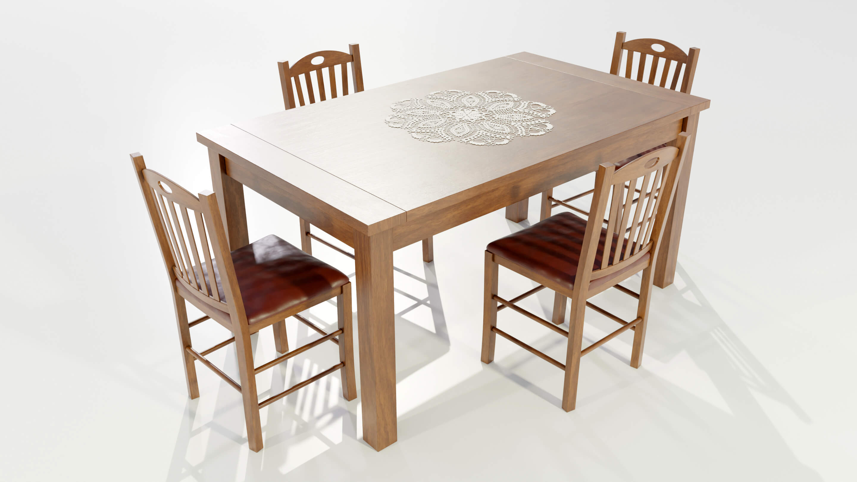 Wooden Dining Table - 3D Model by 3Dmae