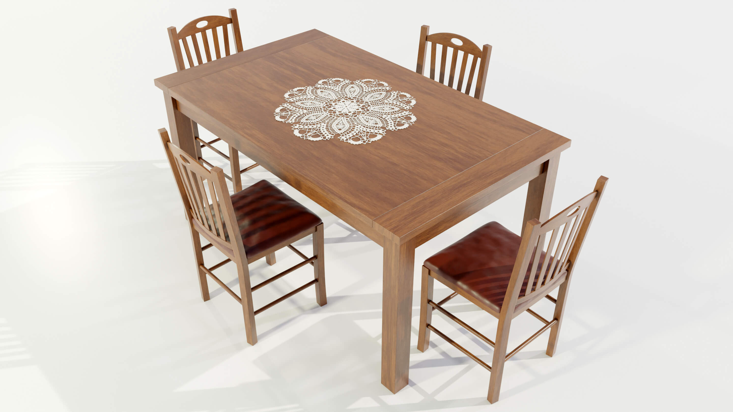 Wooden Dining Table - 3D Model by 3Dmae