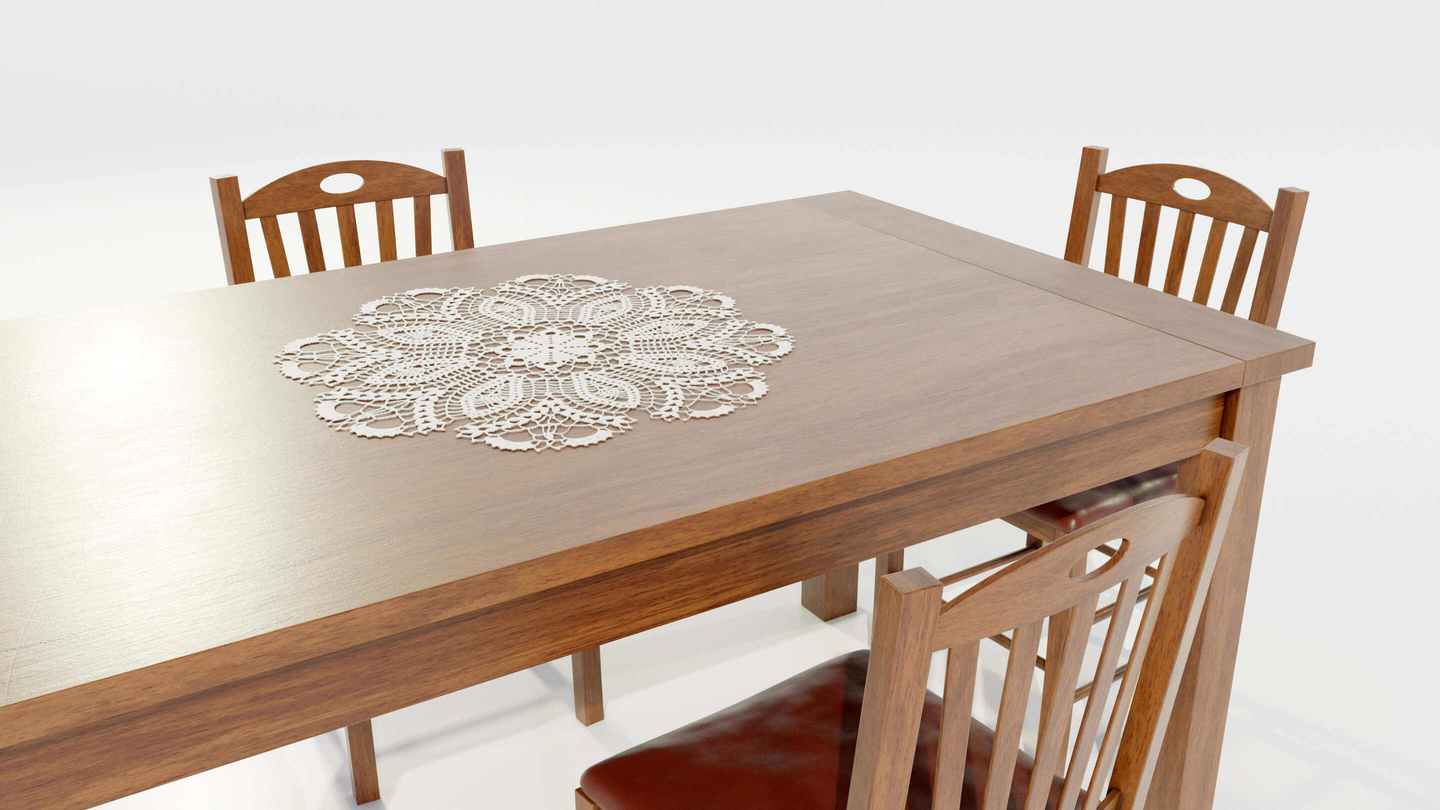 Wooden Dining Table - 3D Model by 3Dmae