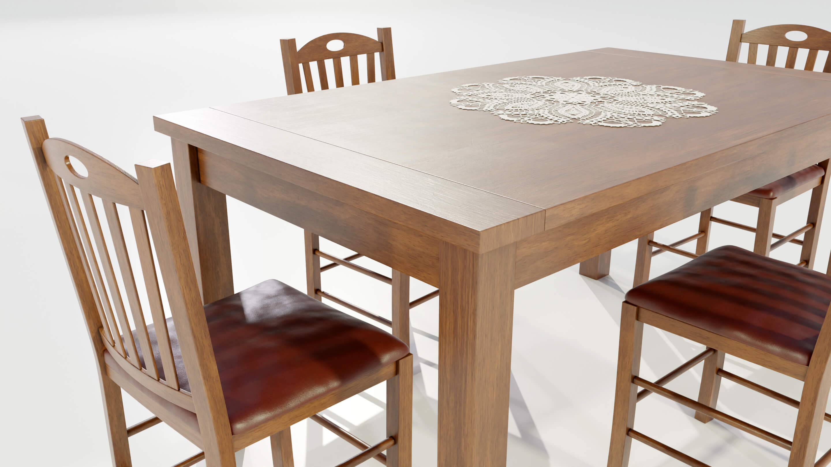 Wooden Dining Table - 3D Model by 3Dmae