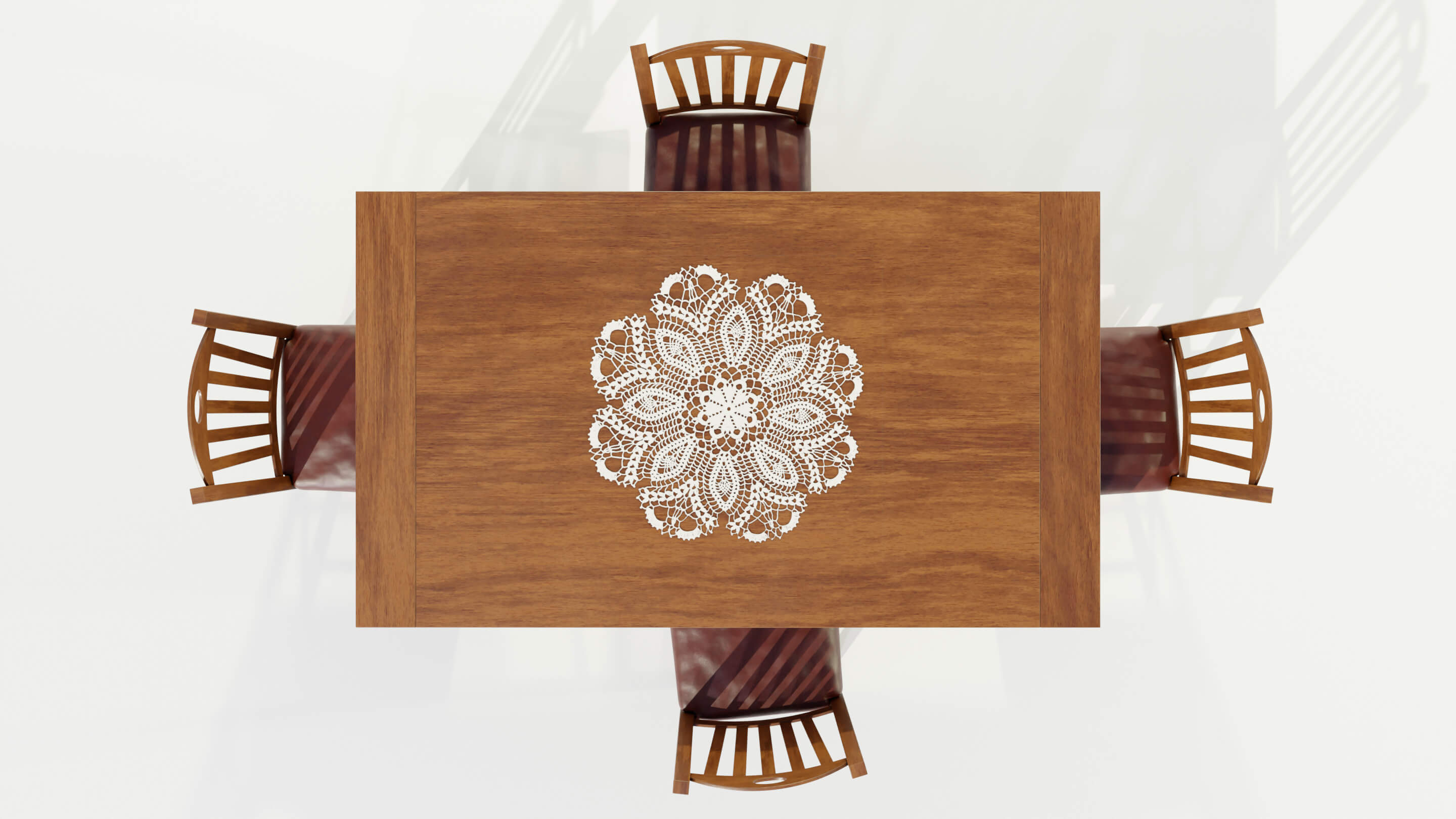 Wooden Dining Table - 3D Model by 3Dmae