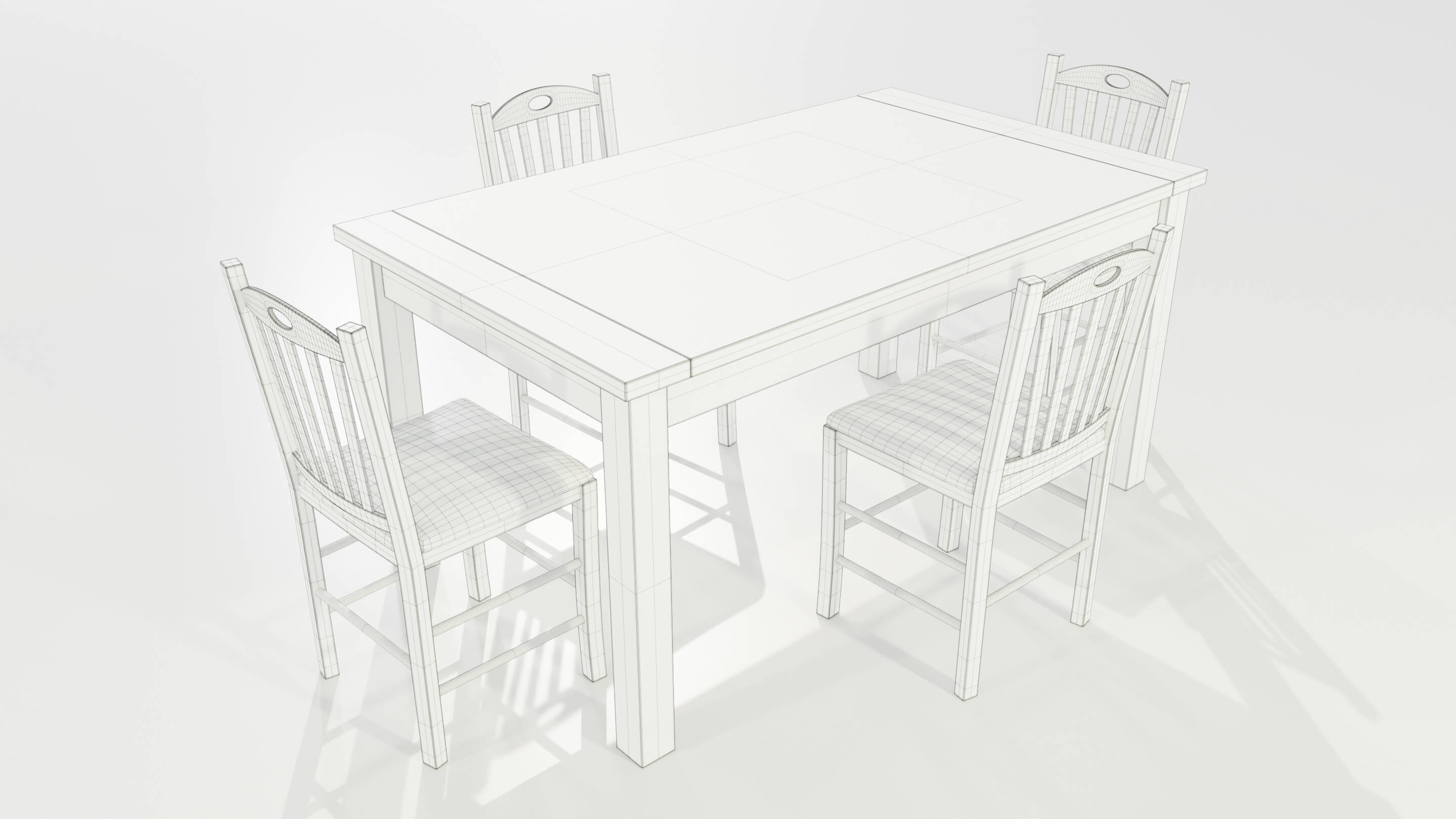 Wooden Dining Table - 3D Model by 3Dmae