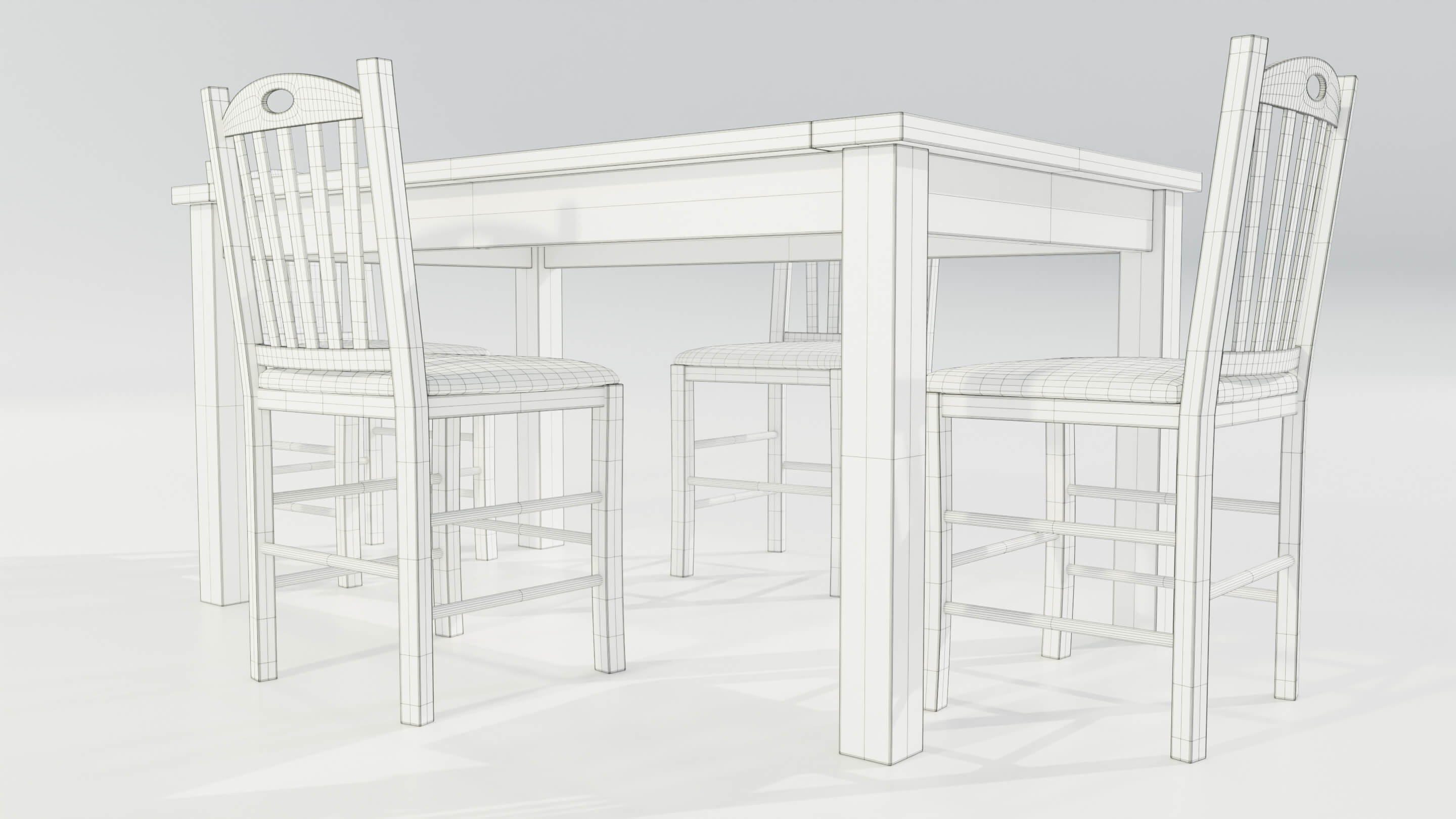 Wooden Dining Table - 3D Model by 3Dmae