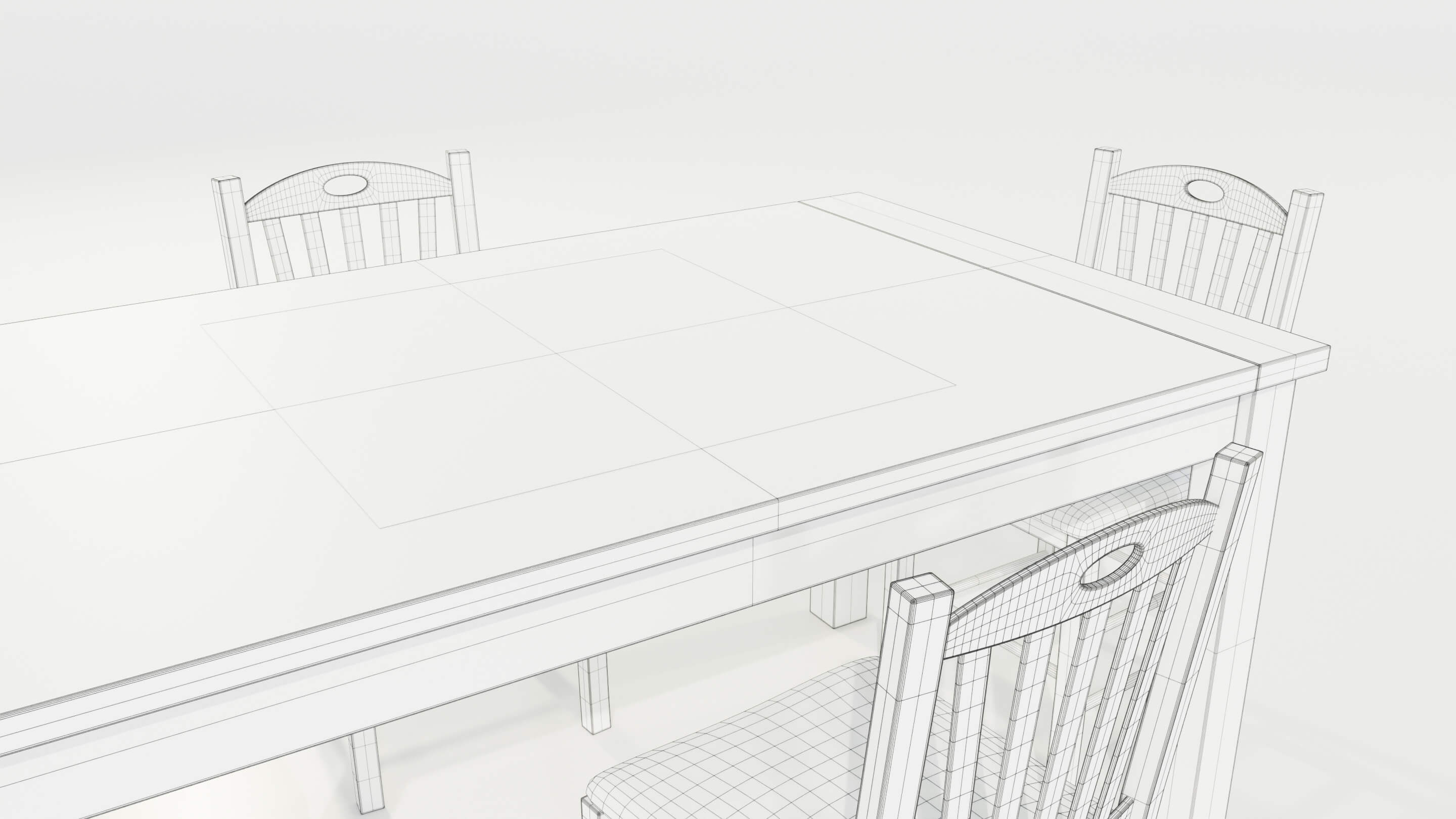 Wooden Dining Table - 3D Model by 3Dmae