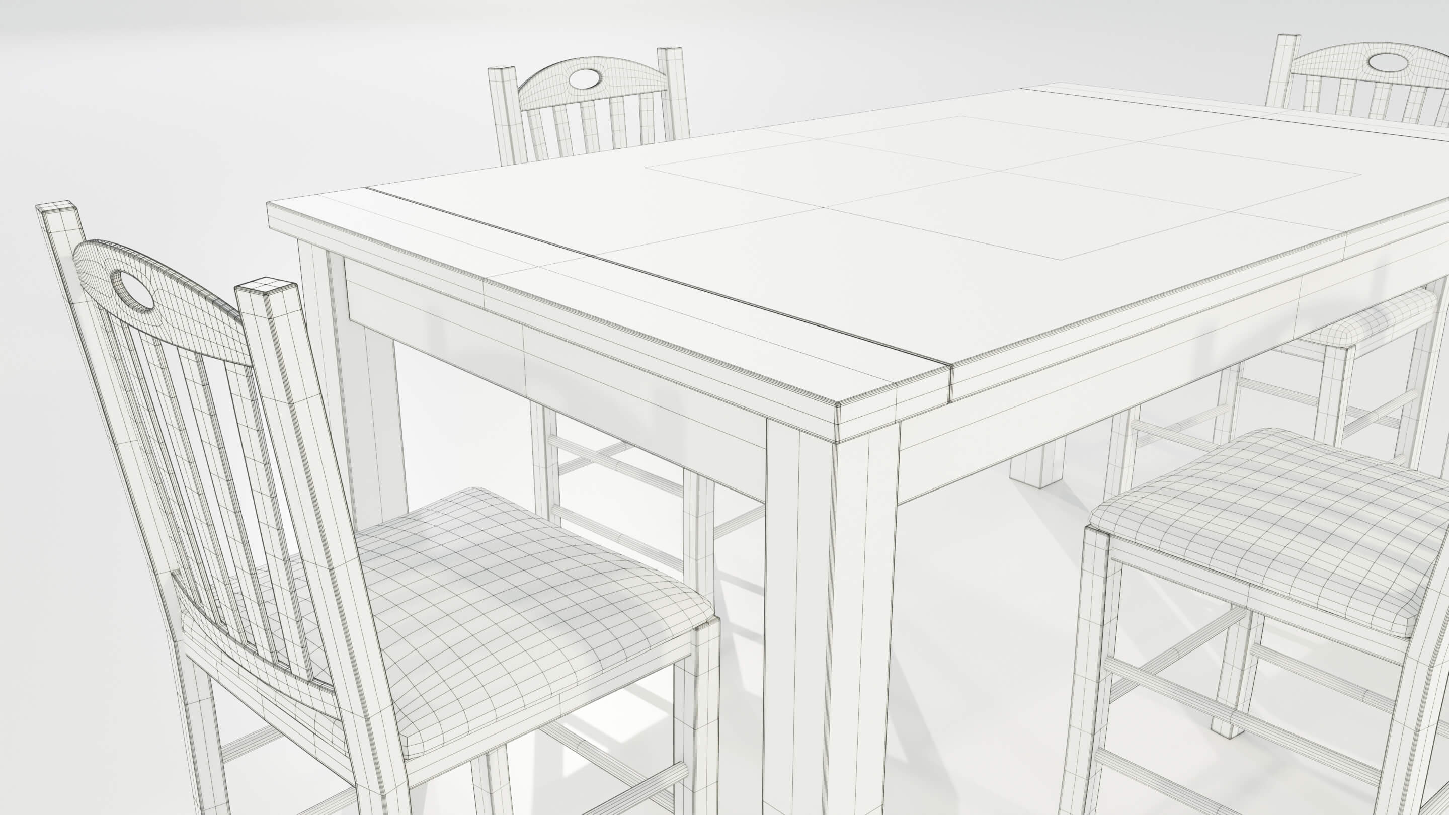 Wooden Dining Table - 3D Model by 3Dmae