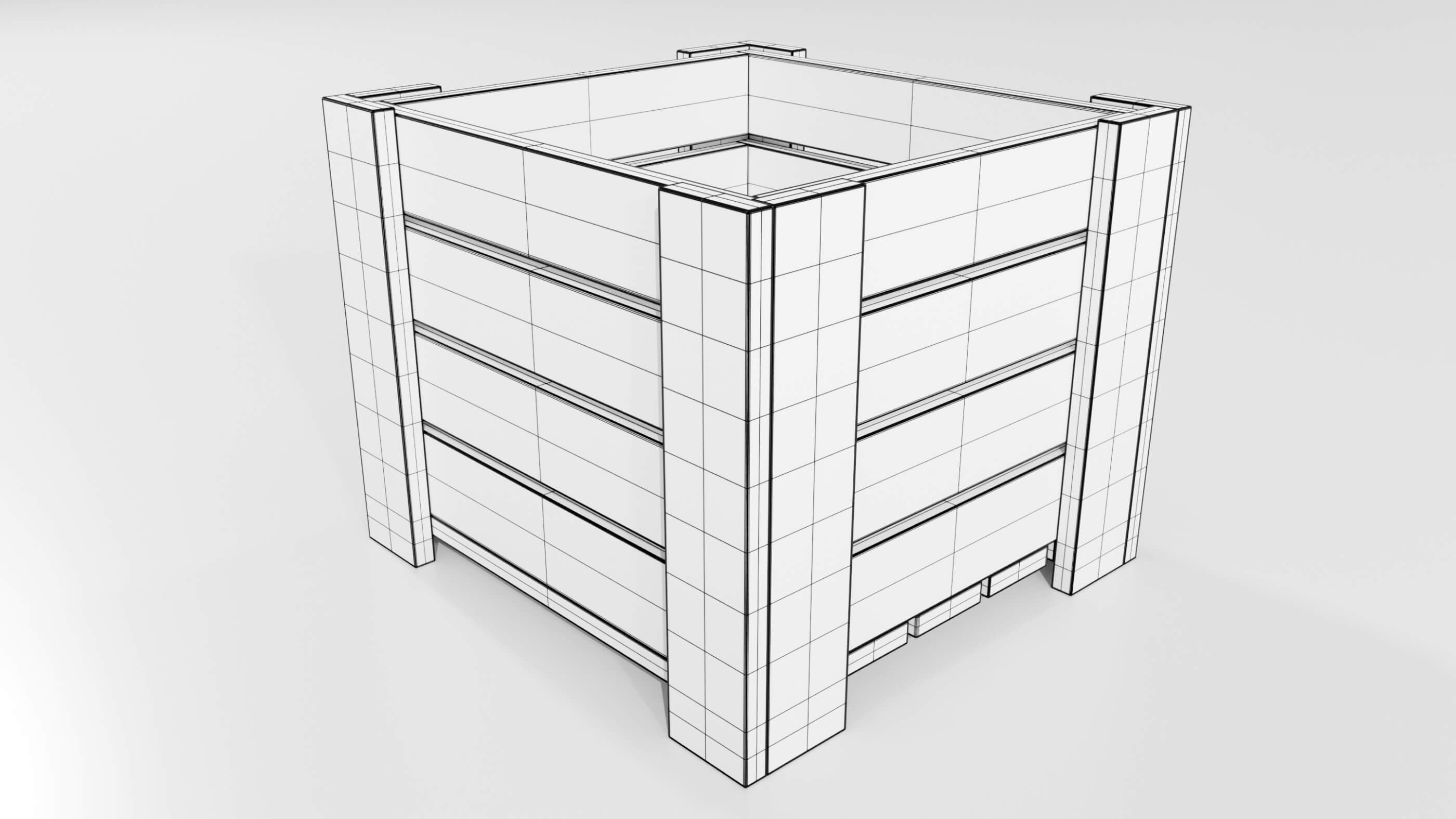 Wooden Planter - 3D Model by 3Dmae