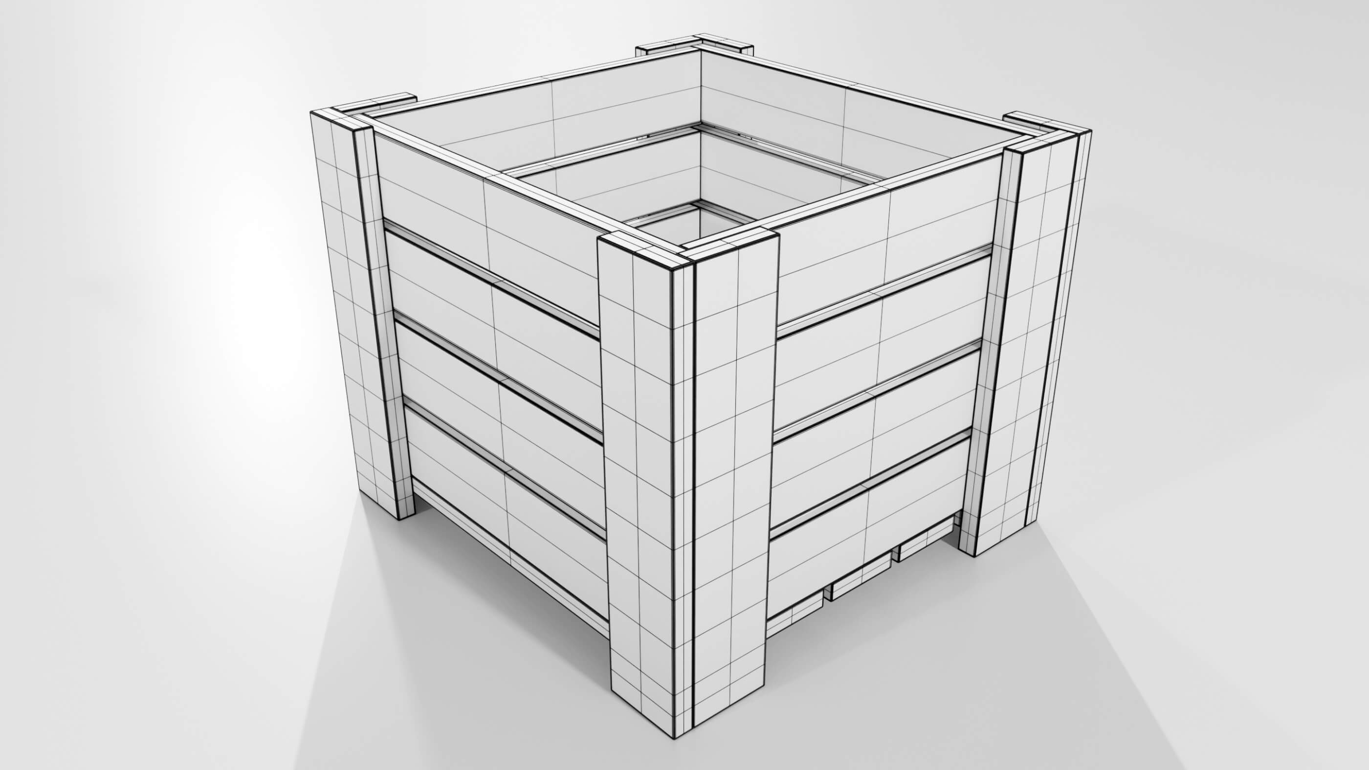 Wooden Planter - 3D Model by 3Dmae