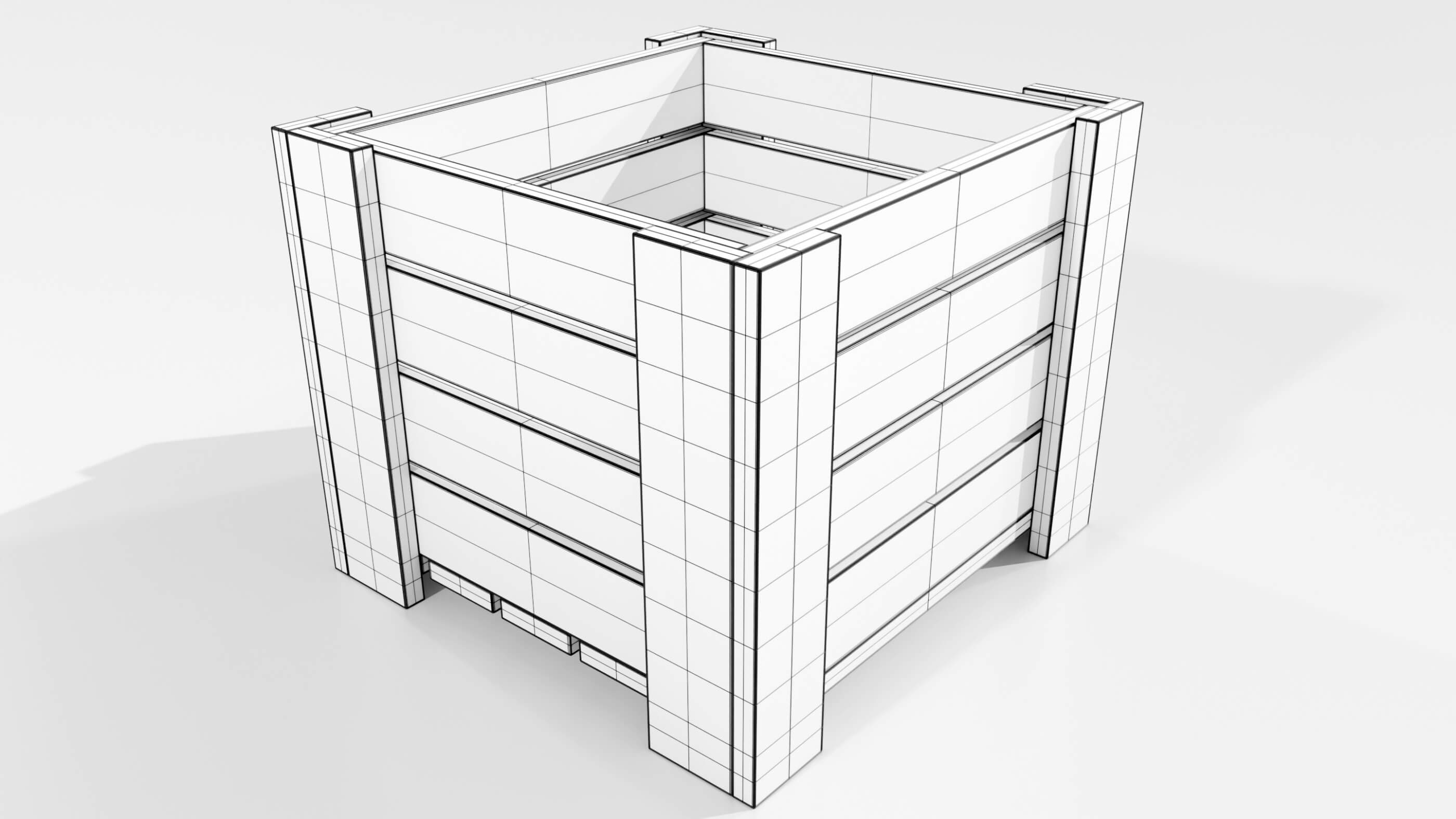 Wooden Planter - 3D Model by 3Dmae