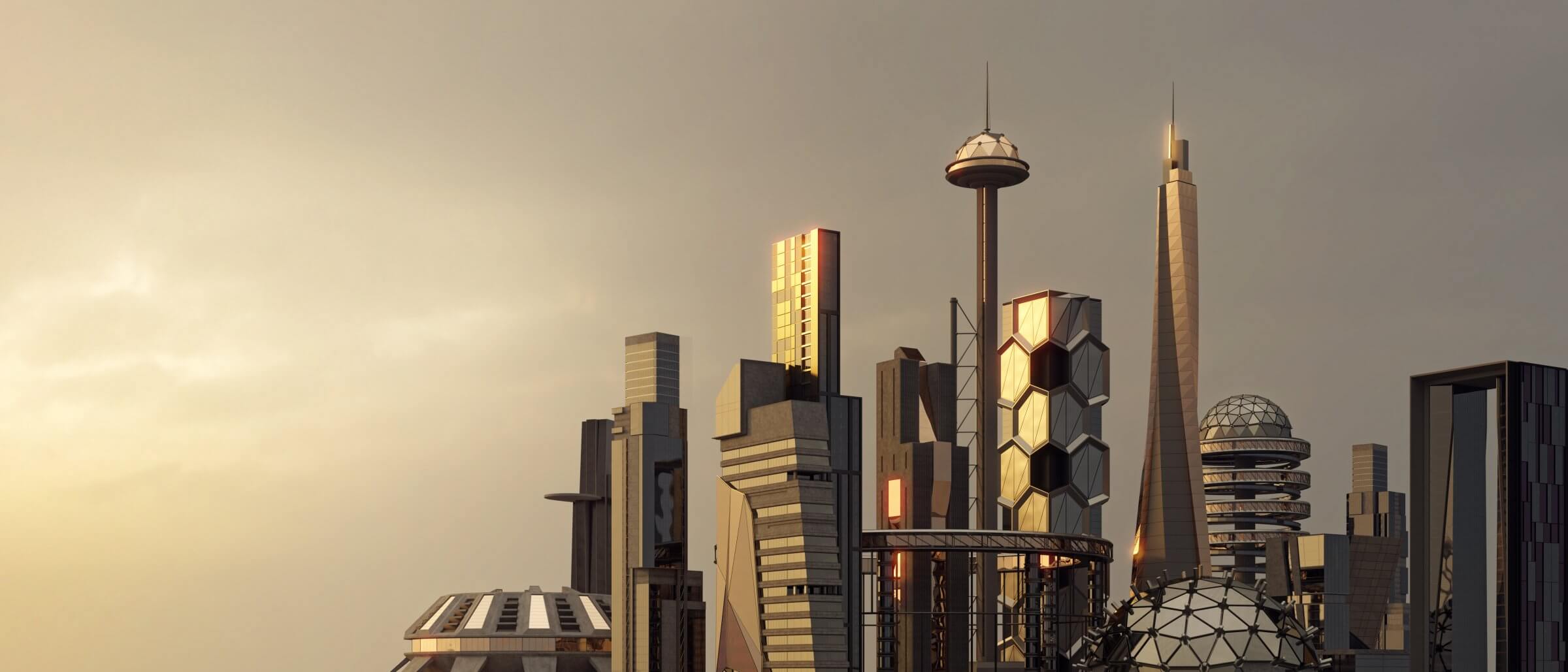 Futuristic Sci-fi Buildings Kit 3D Model by 3Dmatic