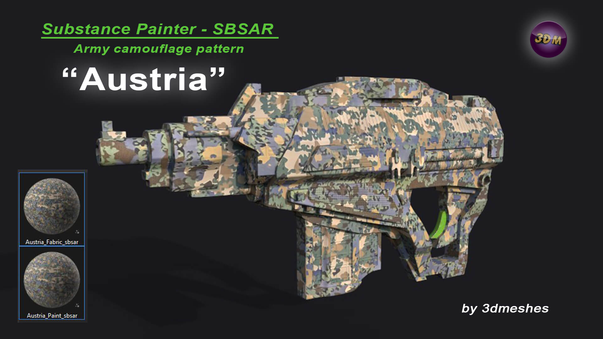 Austria - Army Camouflage Pattern - Sbsar Material 3D Texture by 3dmeshes