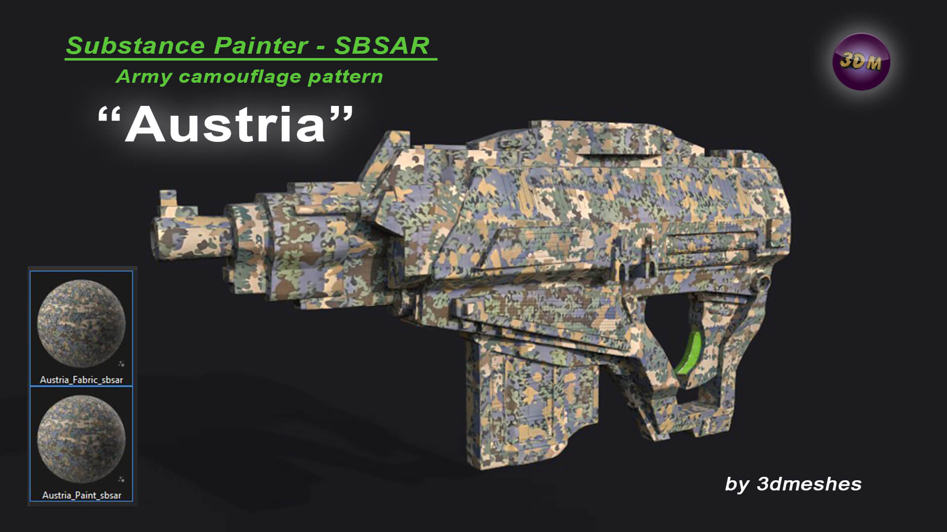 Austria - Army Camouflage Pattern - Sbsar Material 3D Texture by 3dmeshes