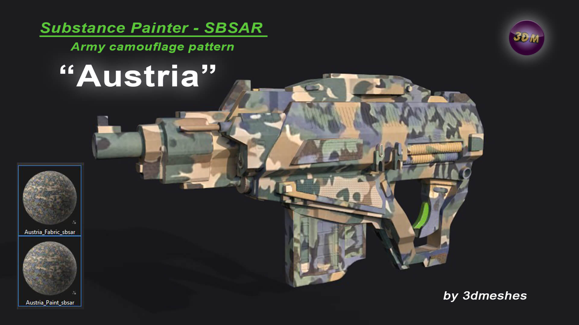 Austria - Army Camouflage Pattern - Sbsar Material 3D Texture by 3dmeshes
