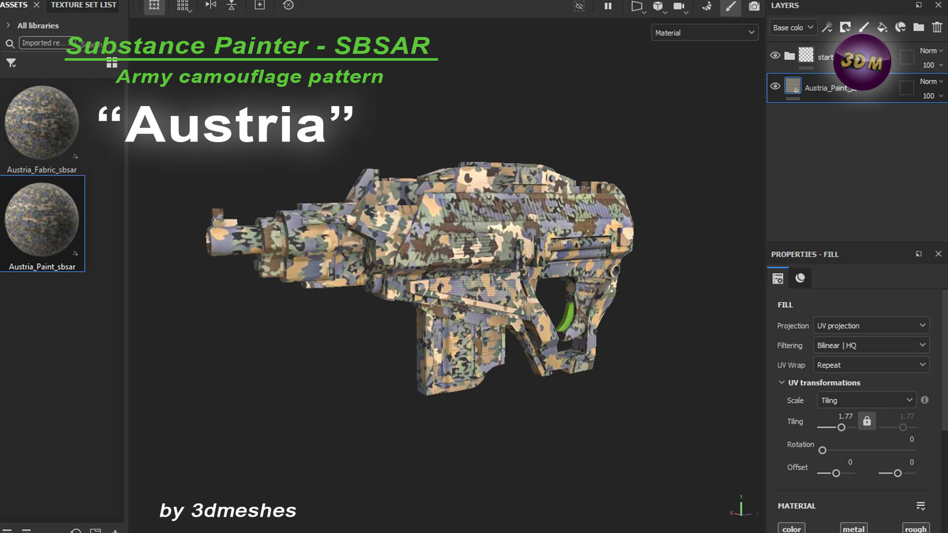 Austria - Army Camouflage Pattern - Sbsar Material 3D Texture by 3dmeshes