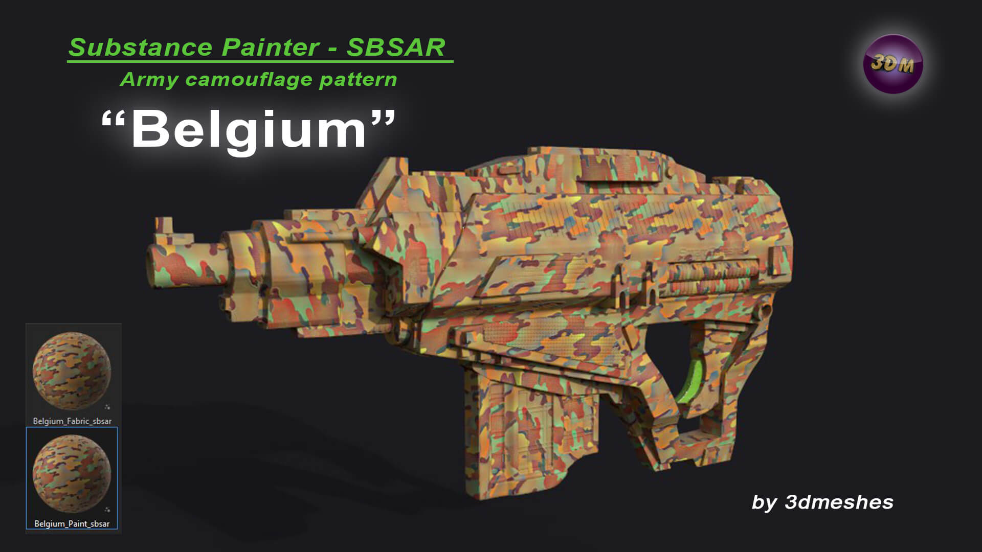 Belgium - Army Camouflage Pattern - Sbsar Material 3D Texture by 3dmeshes