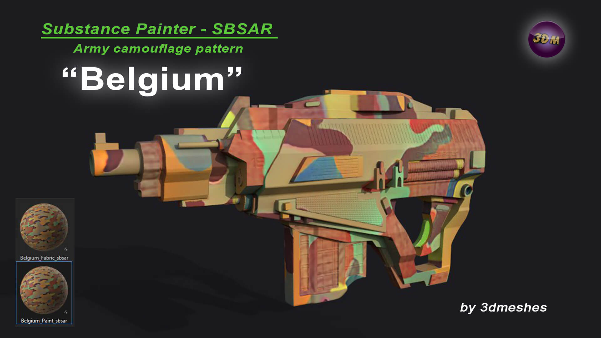 Belgium - Army Camouflage Pattern - Sbsar Material 3D Texture by 3dmeshes