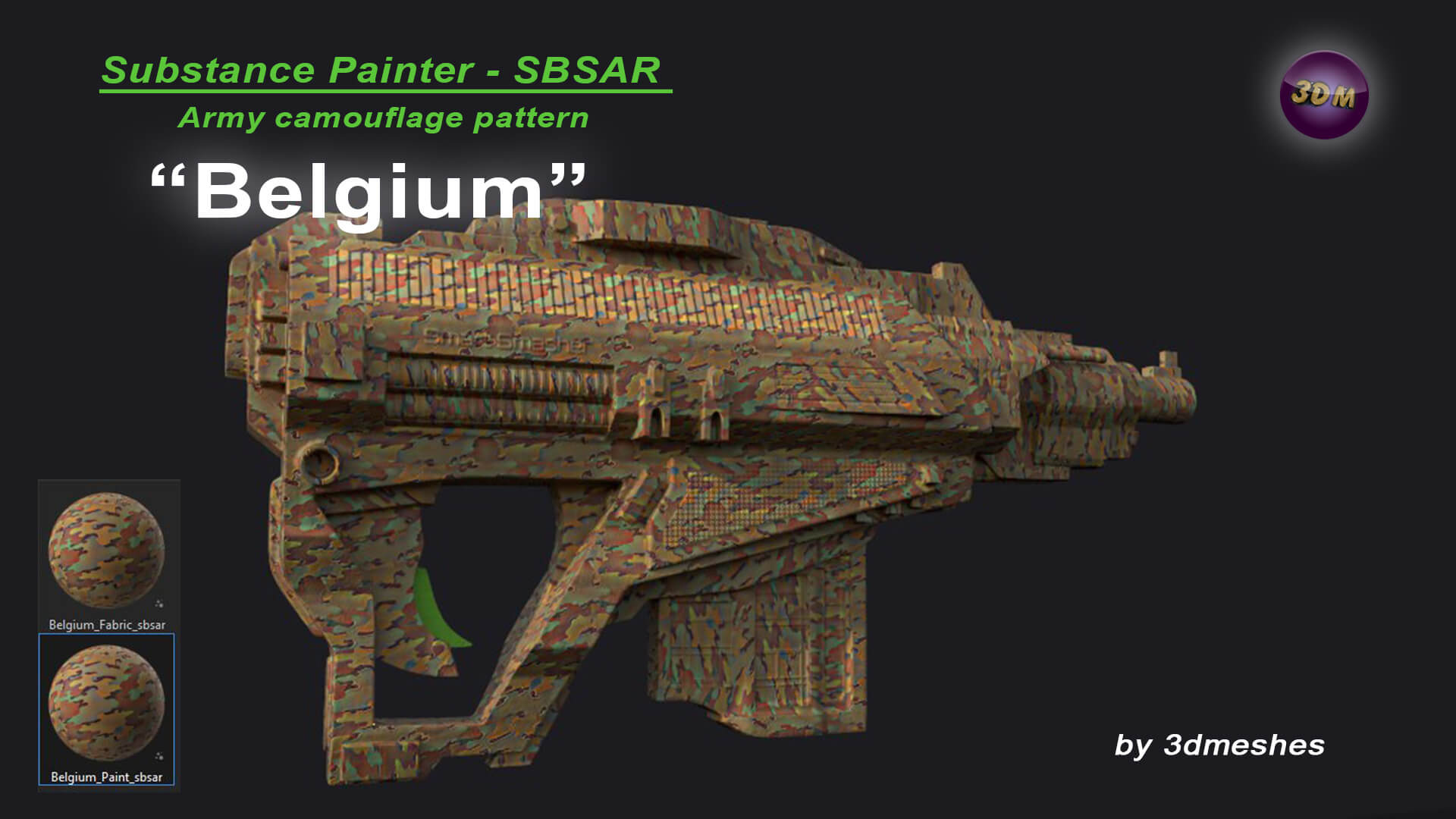 Belgium - Army Camouflage Pattern - Sbsar Material 3D Texture by 3dmeshes