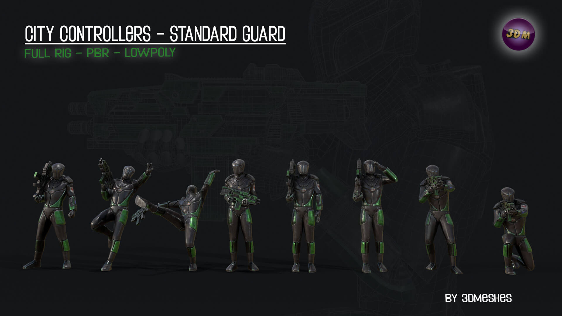 City Controllers - Standard Guard - Full Rig PBR Low Poly 3D Model by ...