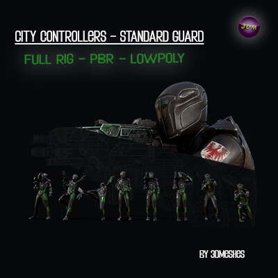 City Controllers - Standard Guard - Full Rig PBR Low Poly 3D Model by ...
