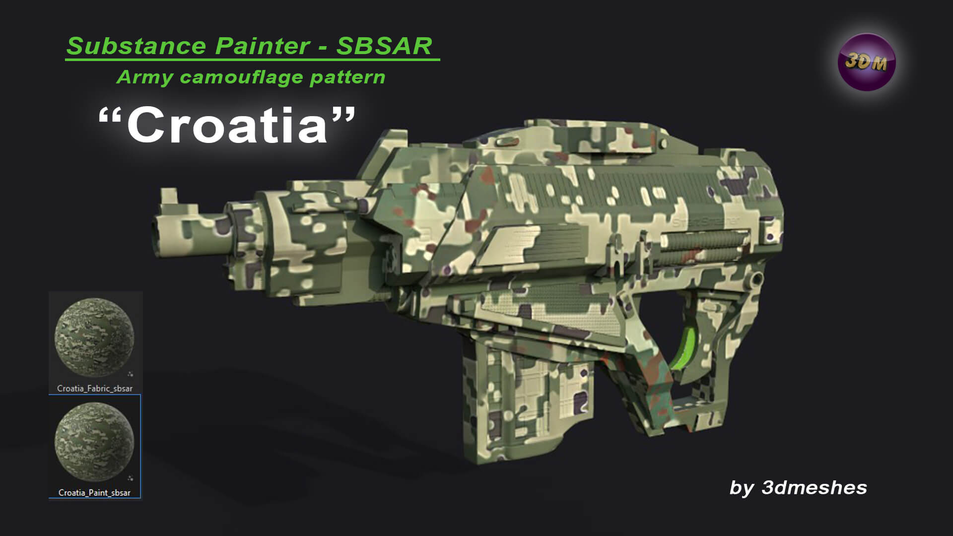 Croatia - Army Camouflage Pattern - Sbsar Material 3D Texture by 3dmeshes