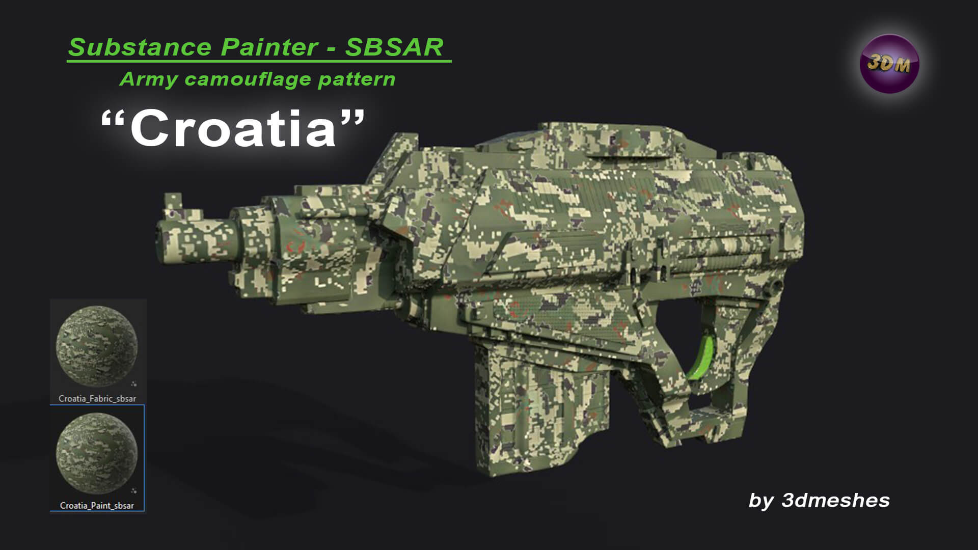 Croatia - Army Camouflage Pattern - Sbsar Material 3D Texture by 3dmeshes