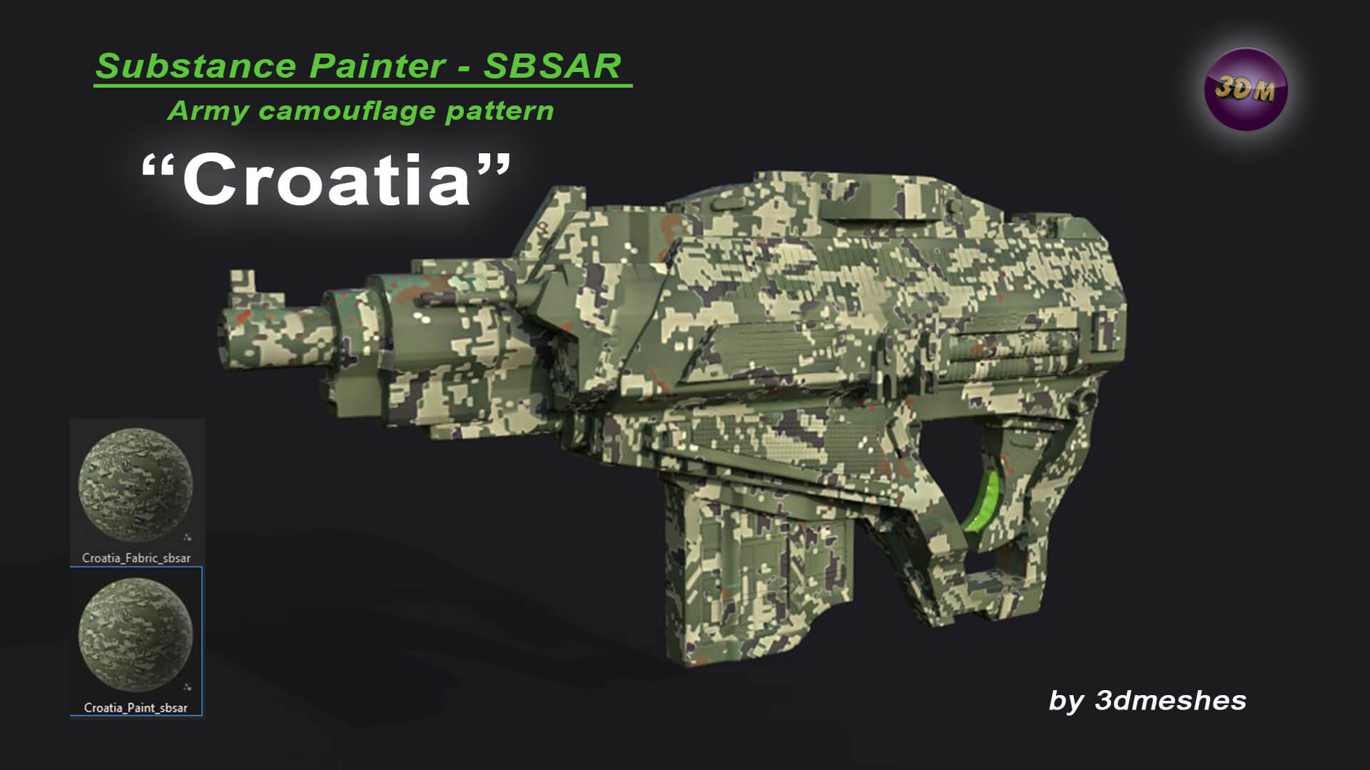 Croatia - Army Camouflage Pattern - Sbsar Material 3D Texture by 3dmeshes