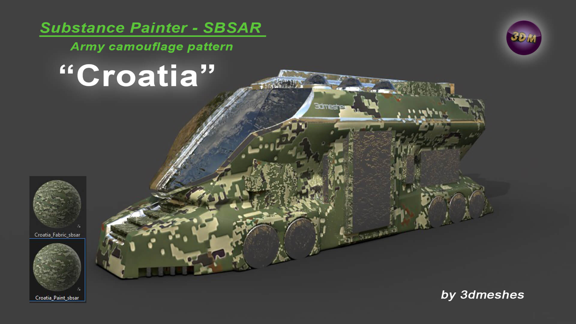 Croatia - Army Camouflage Pattern - Sbsar Material 3D Texture by 3dmeshes