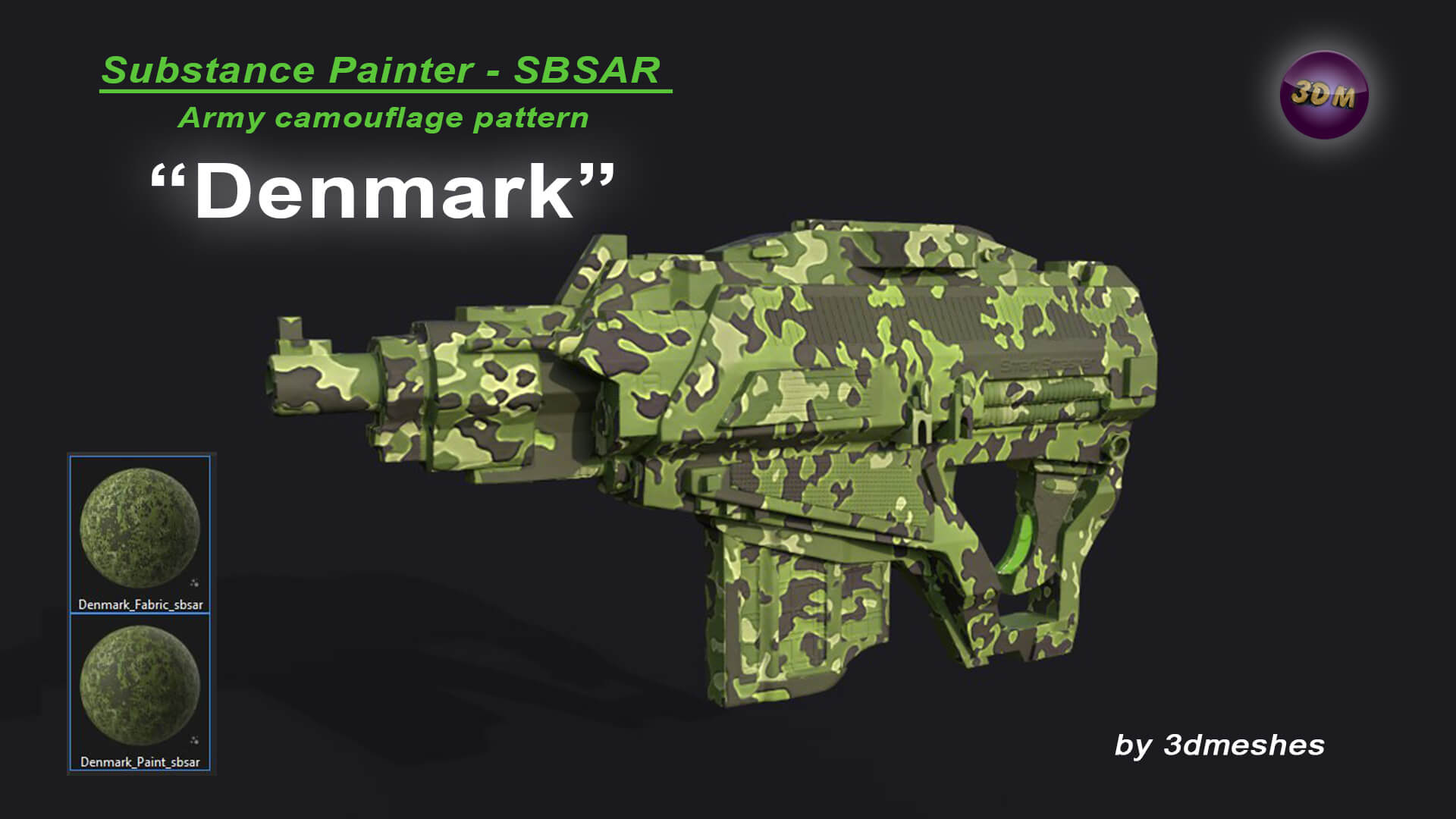 Denmark - Army Camouflage Pattern - Sbsar Material 3D Texture by 3dmeshes
