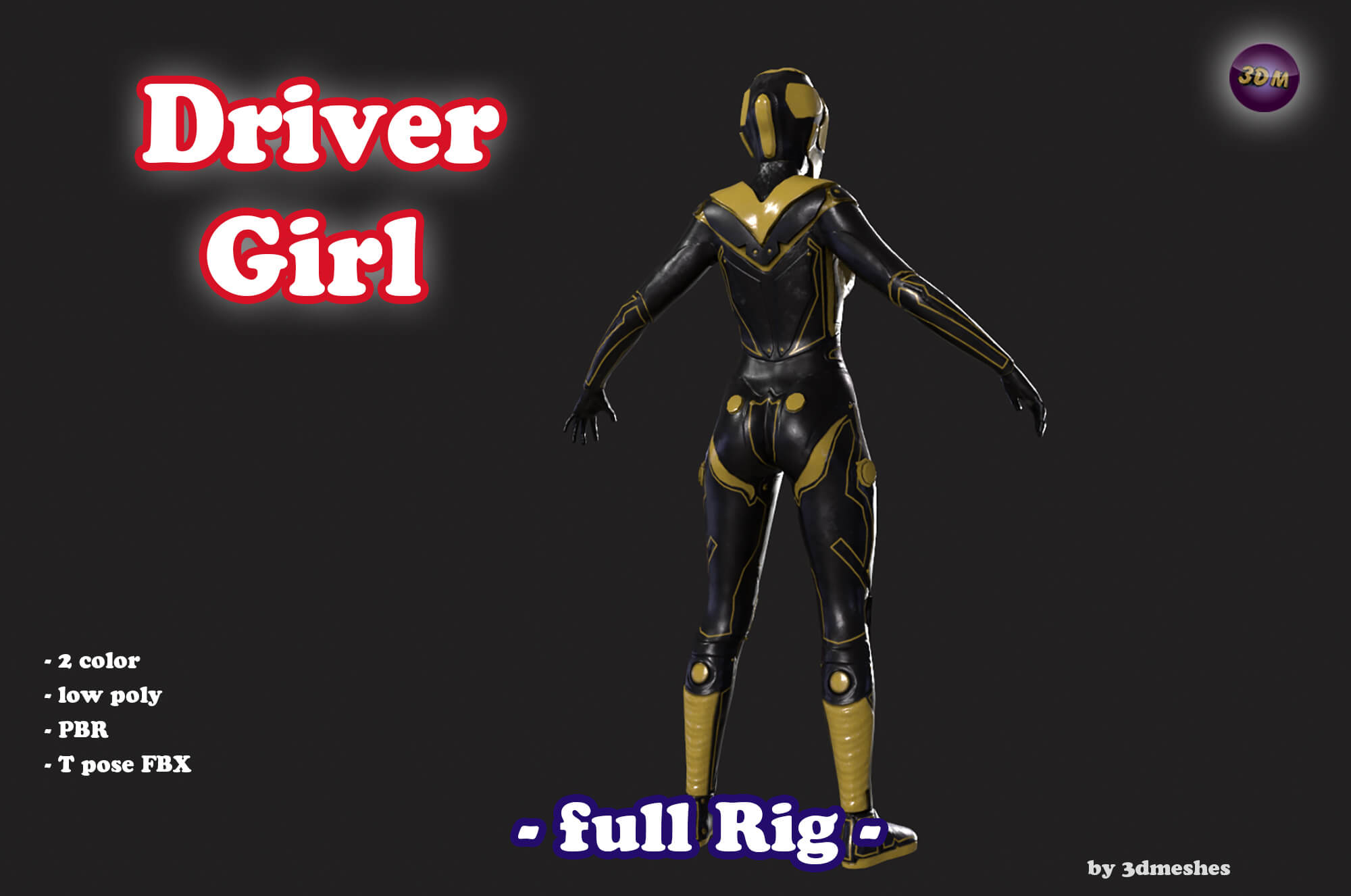 Driver Girl - PBR 3D Model by 3dmeshes