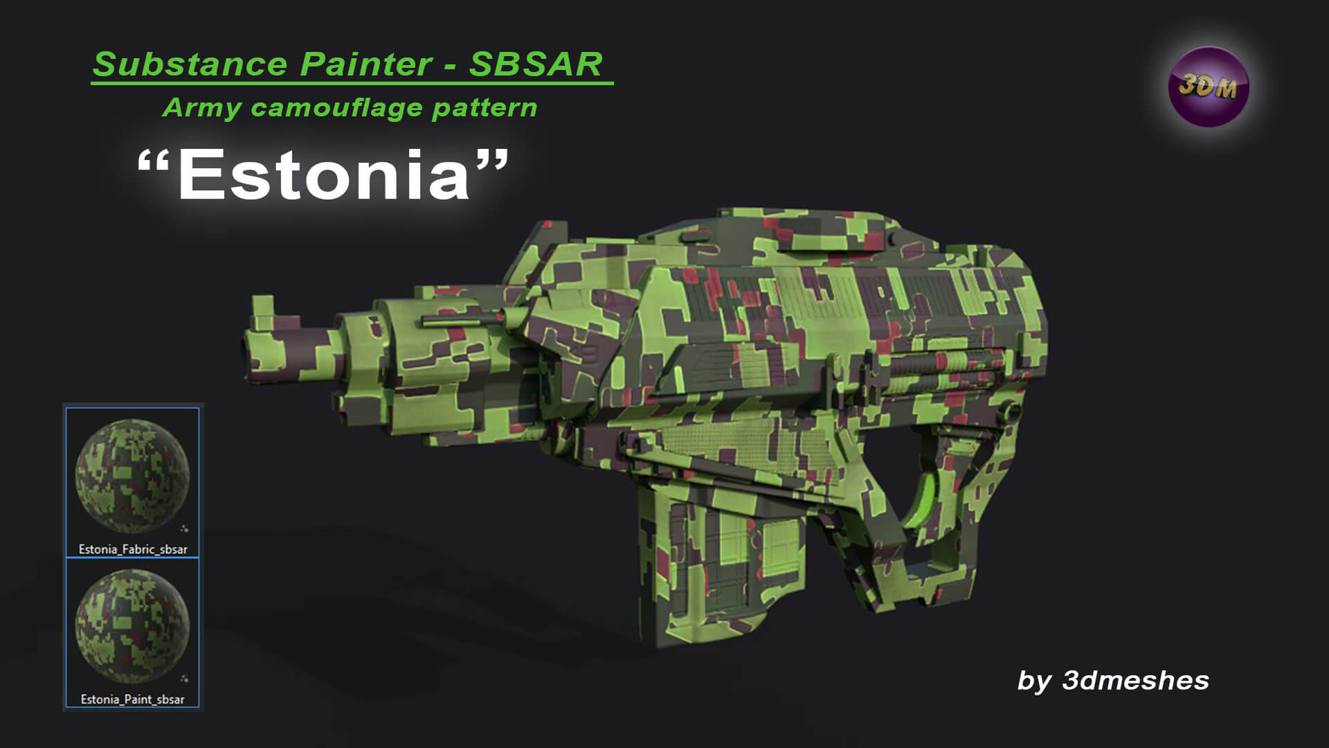 Estonia - Army Camouflage Pattern - Sbsar Material 3D Texture by 3dmeshes