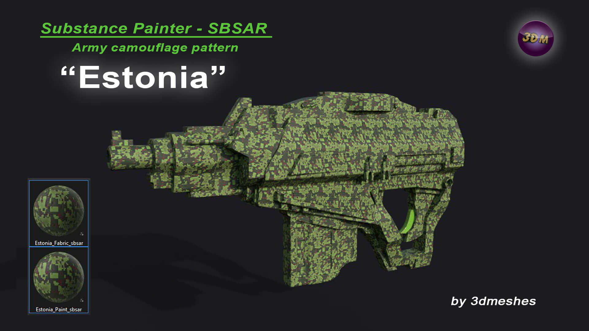 Estonia - Army Camouflage Pattern - Sbsar Material 3D Texture by 3dmeshes