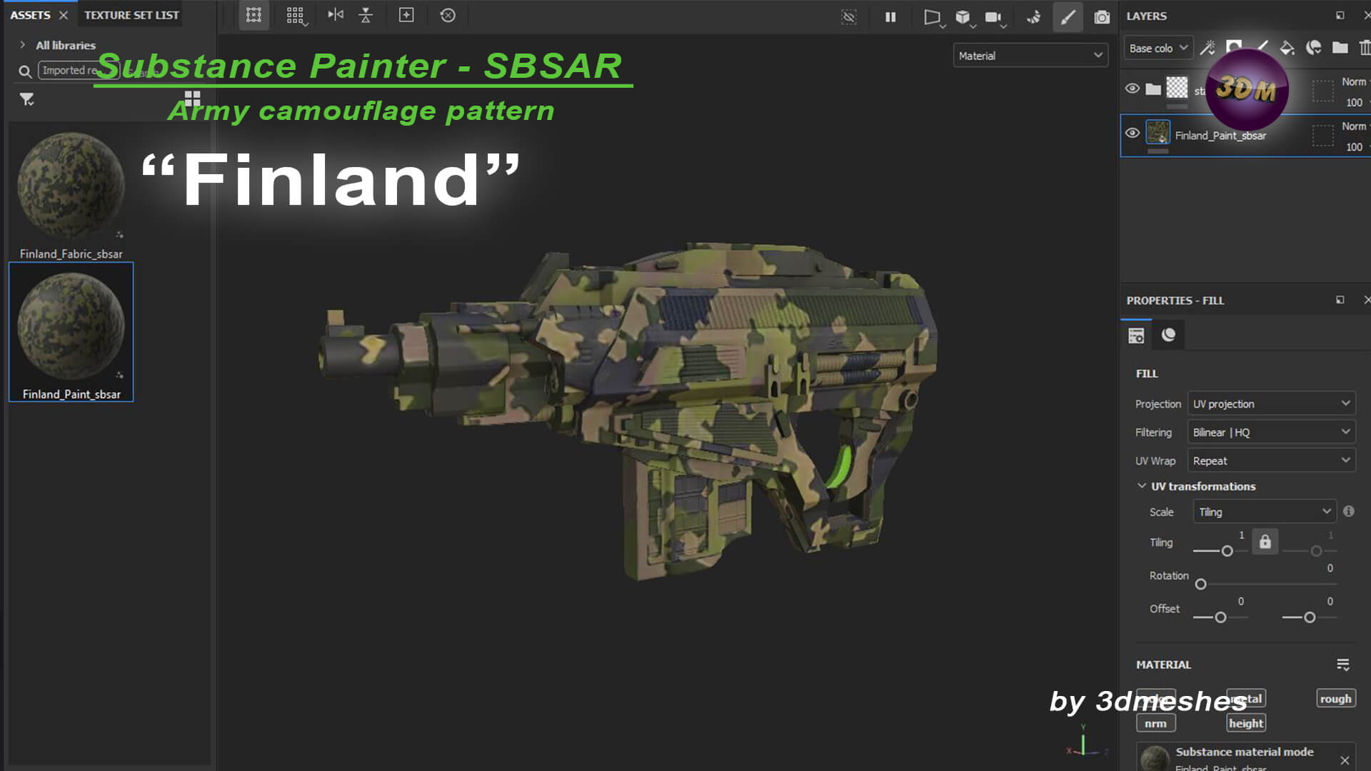 Finland - Army Camouflage Pattern - Sbsar Material 3D Texture by 3dmeshes