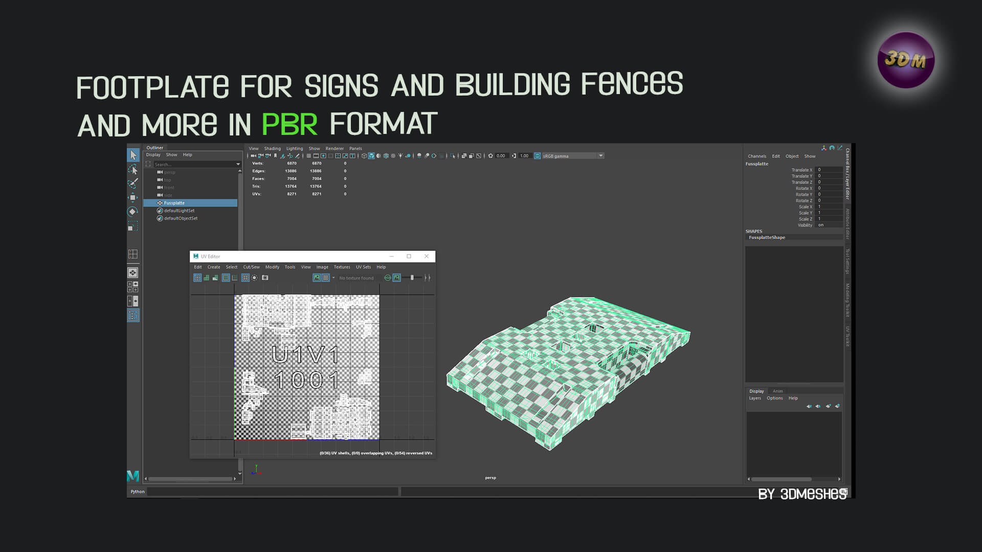 Footplate for Signs and Building for 3D Print by 3dmeshes