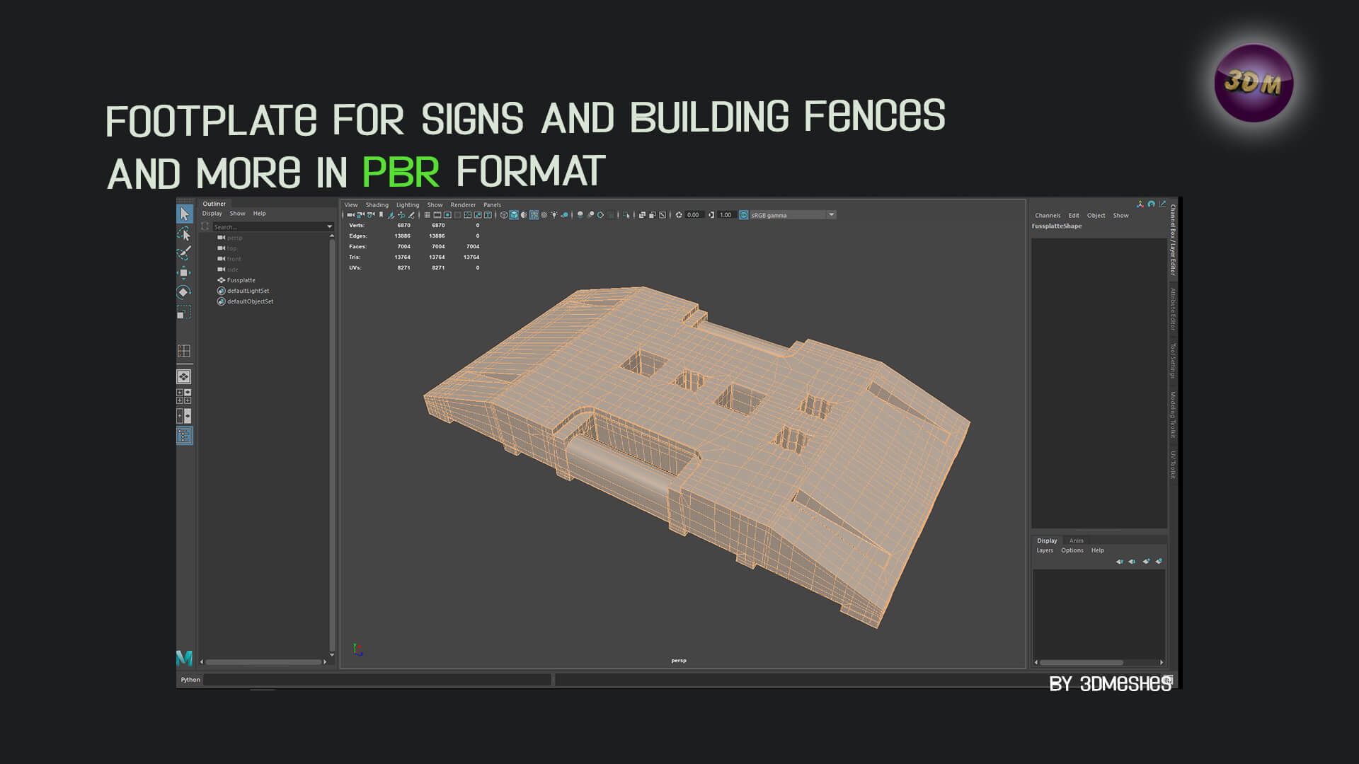 Footplate for Signs and Building for 3D Print by 3dmeshes