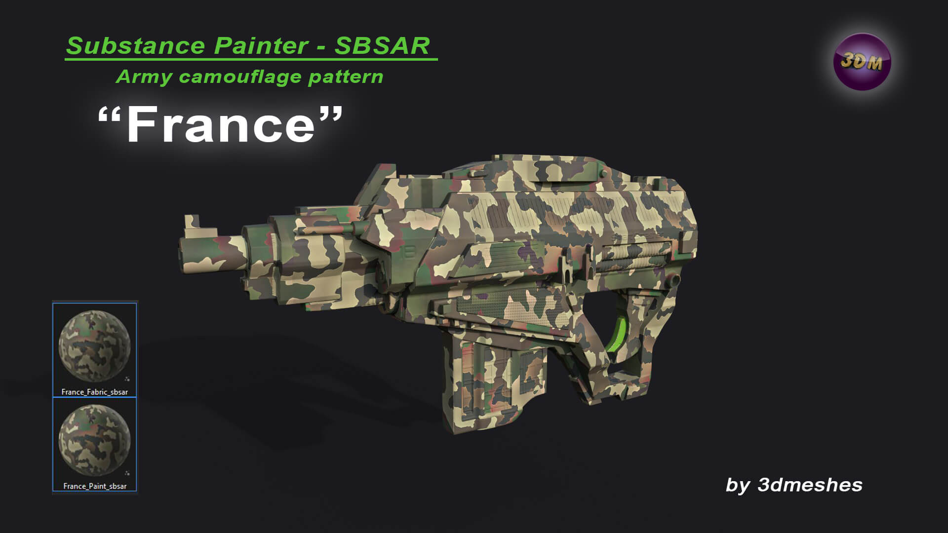 France - Army Camouflage Pattern - Sbsar Material 3D Texture by 3dmeshes
