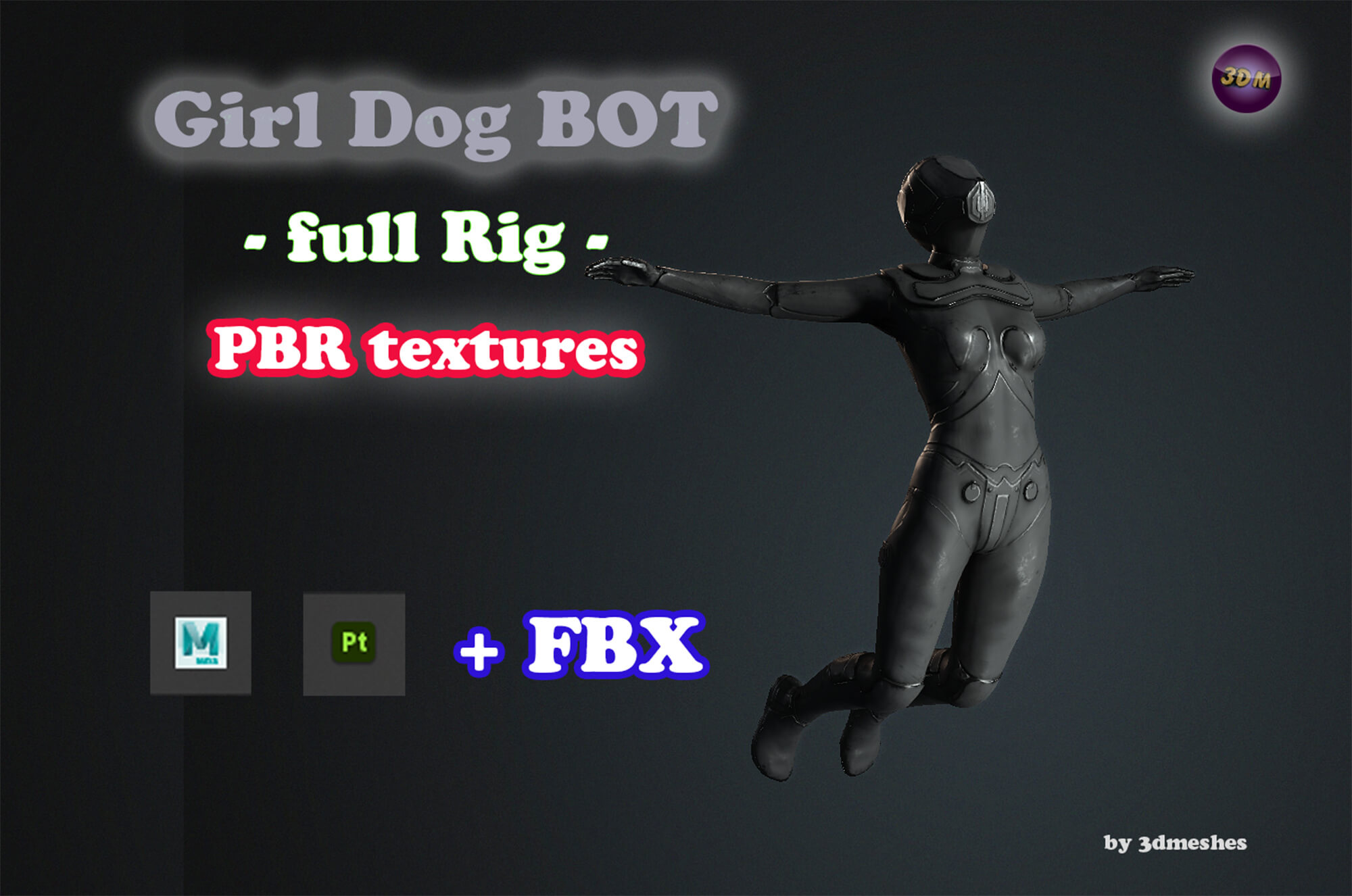 Girl Dog Bot - PBR 3D Model by 3dmeshes