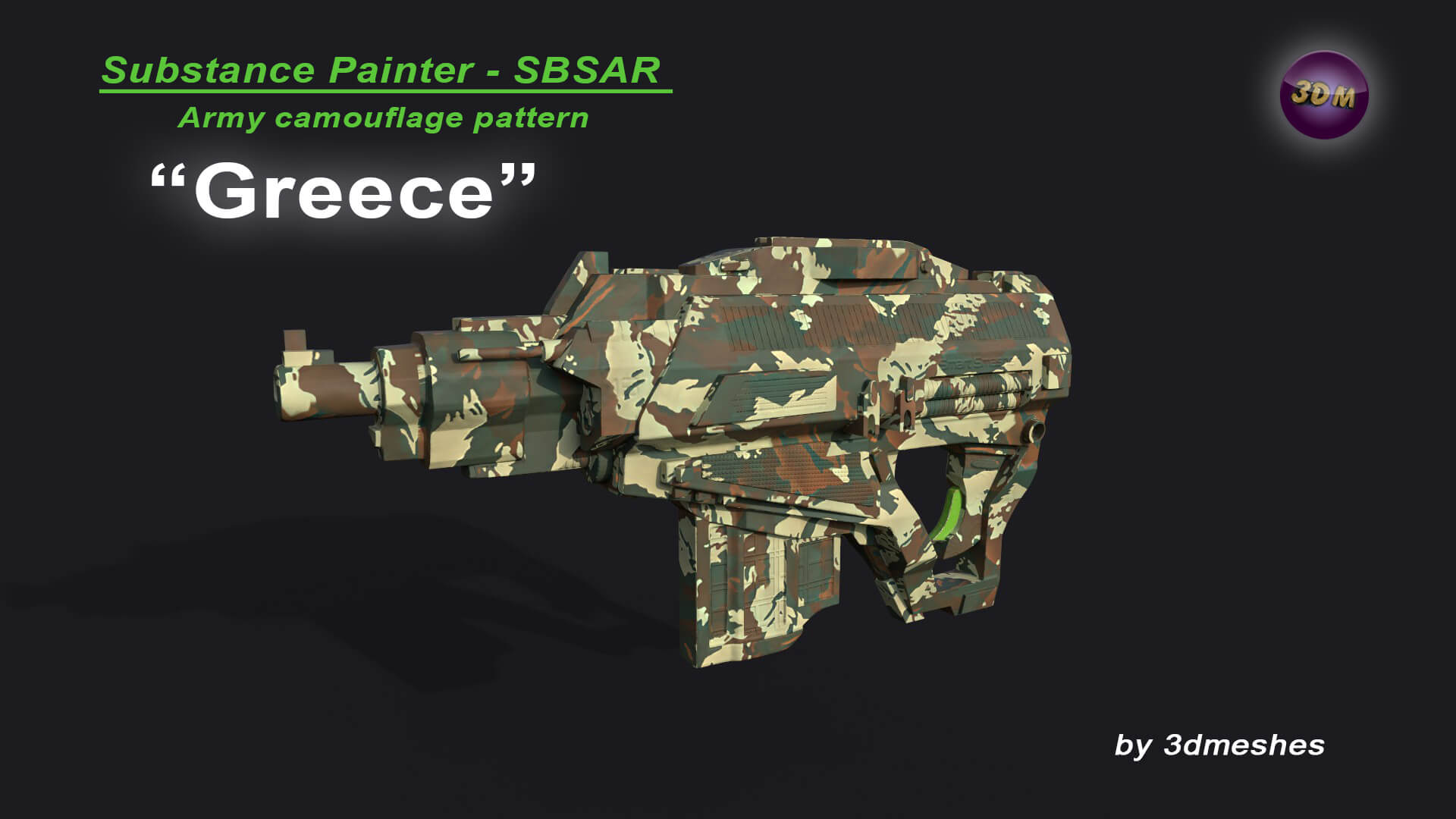 Greece - Army Camouflage Pattern - Sbsar Material 3D Texture by 3dmeshes