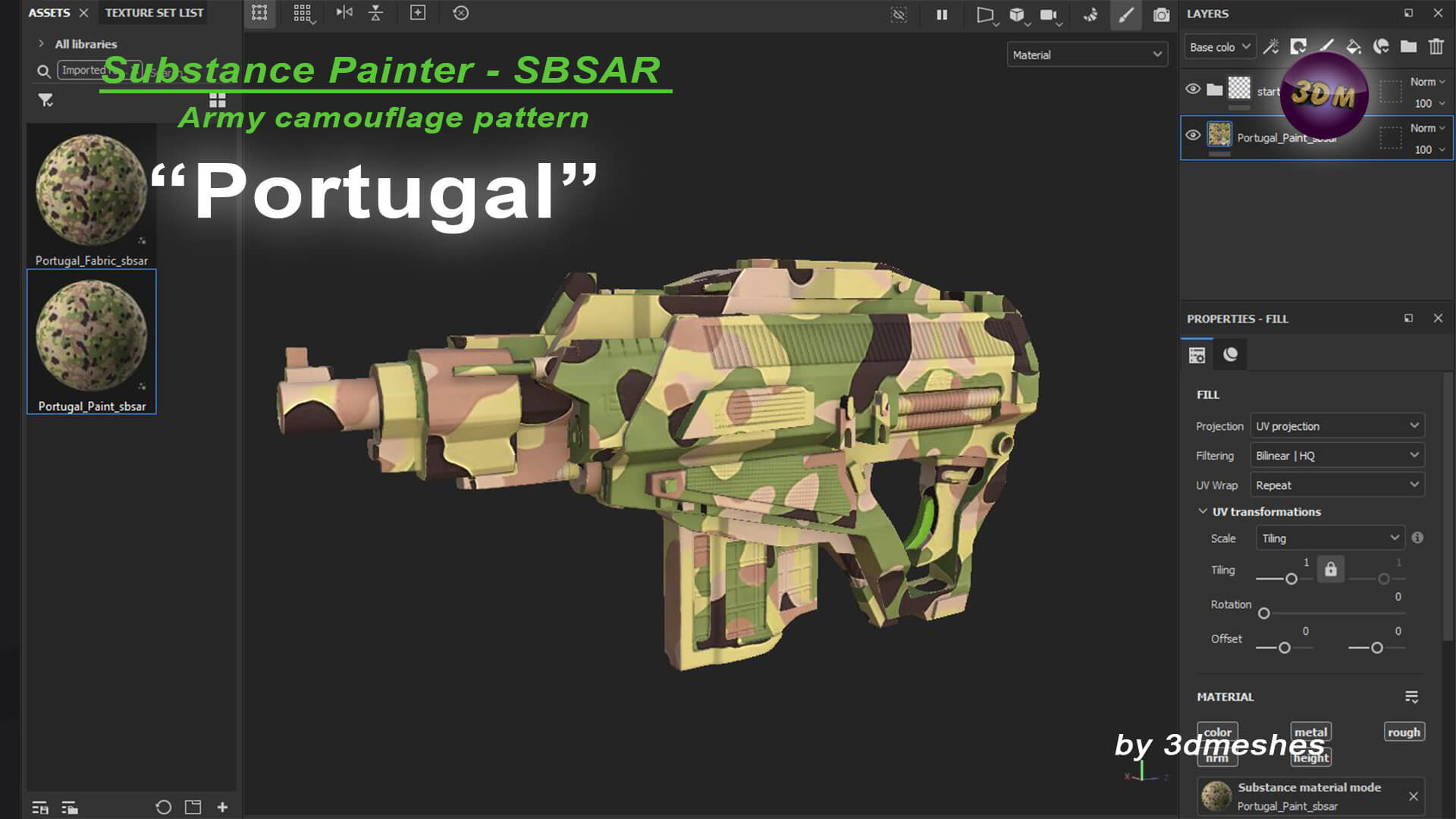 Portugal - Army Camouflage Pattern - Sbsar Material Free 3D Texture by ...