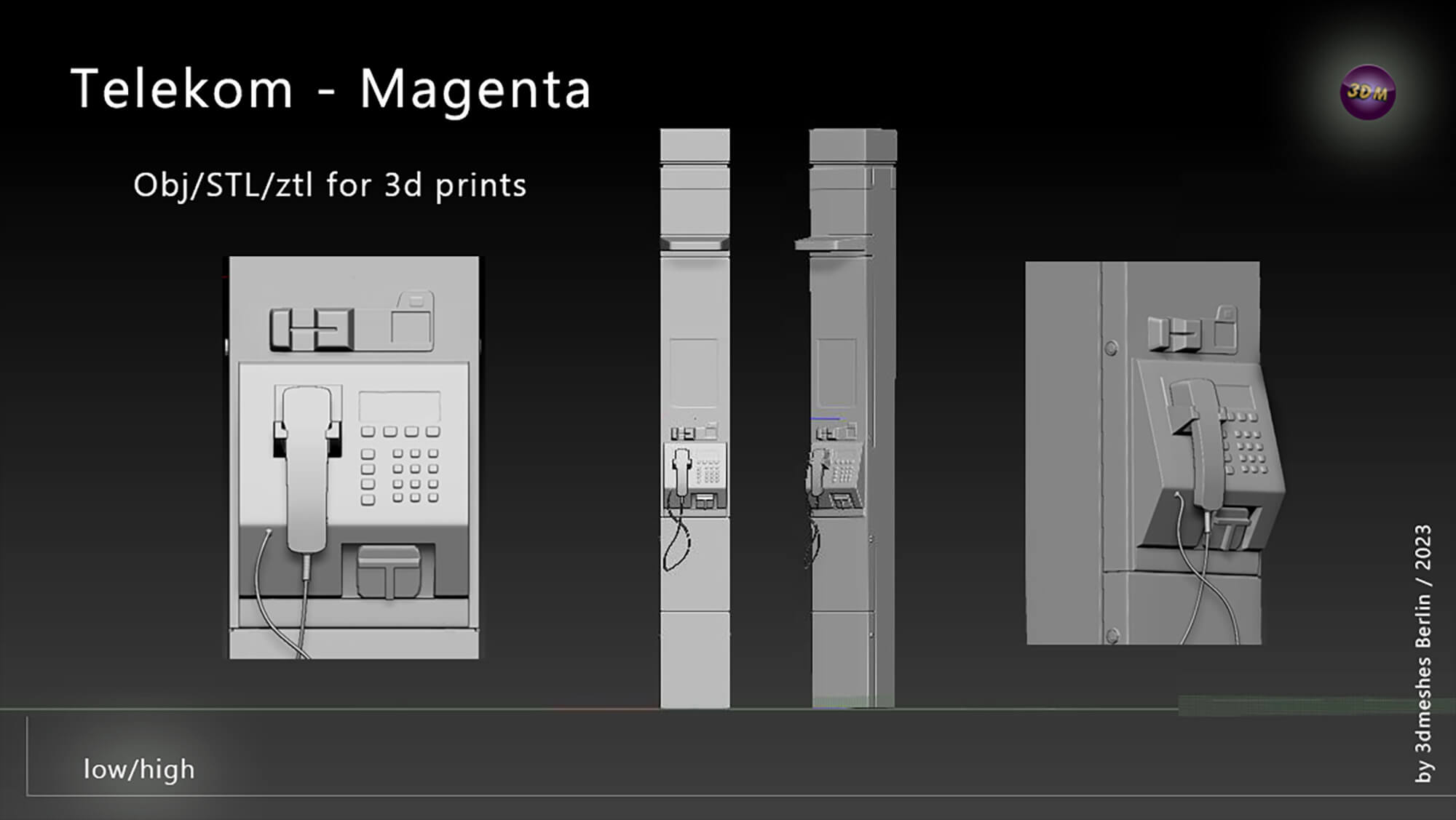 Telephonebox Telekom - Magenta - PBR + Stl 3D Model by 3dmeshes