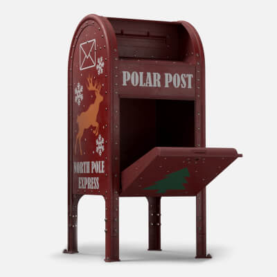 Santa Letter Drop Box North Pole Red - 3D Model by 3dmi