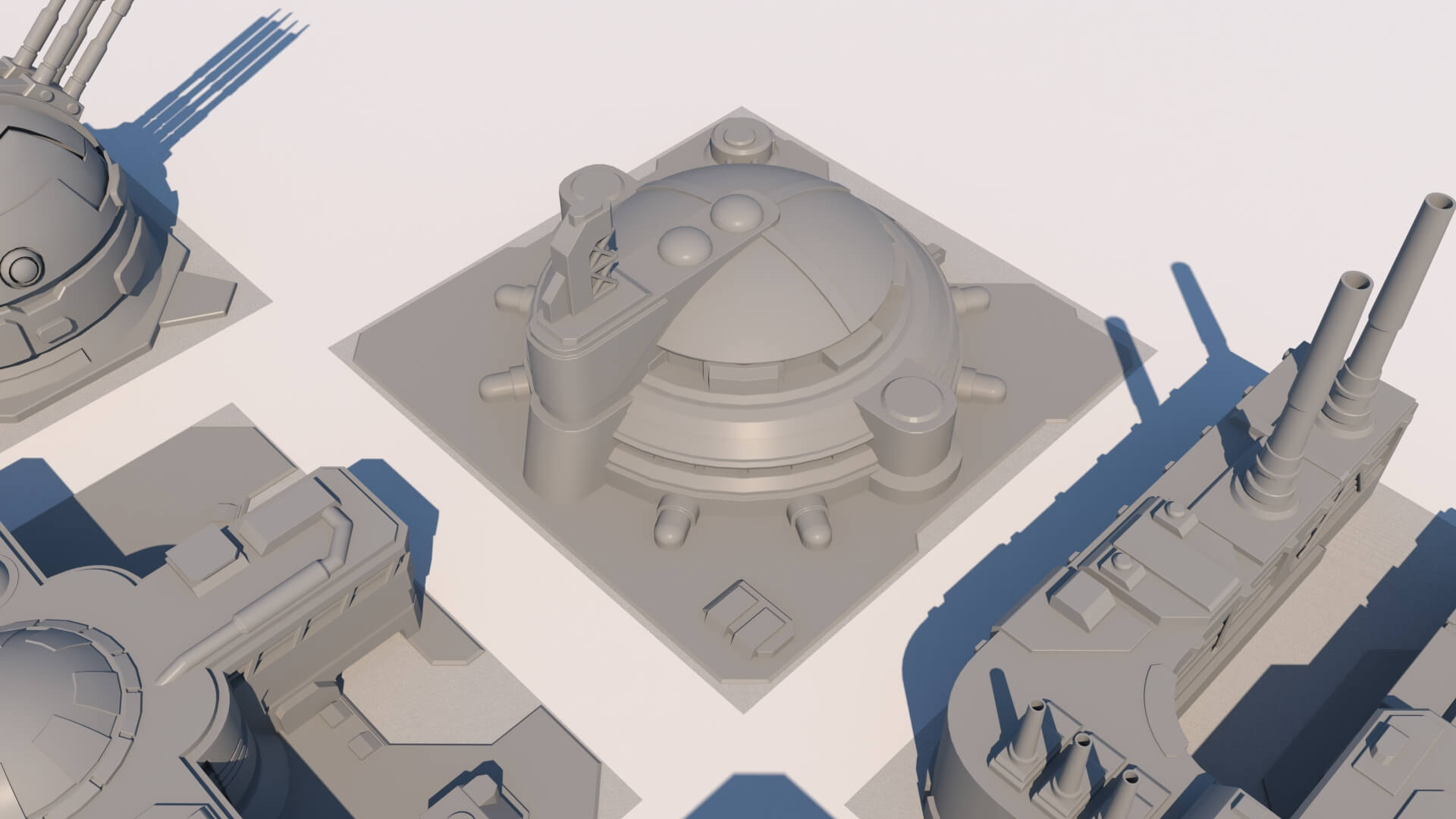 Sci-Fi Buildings 3D Model by 3dmode