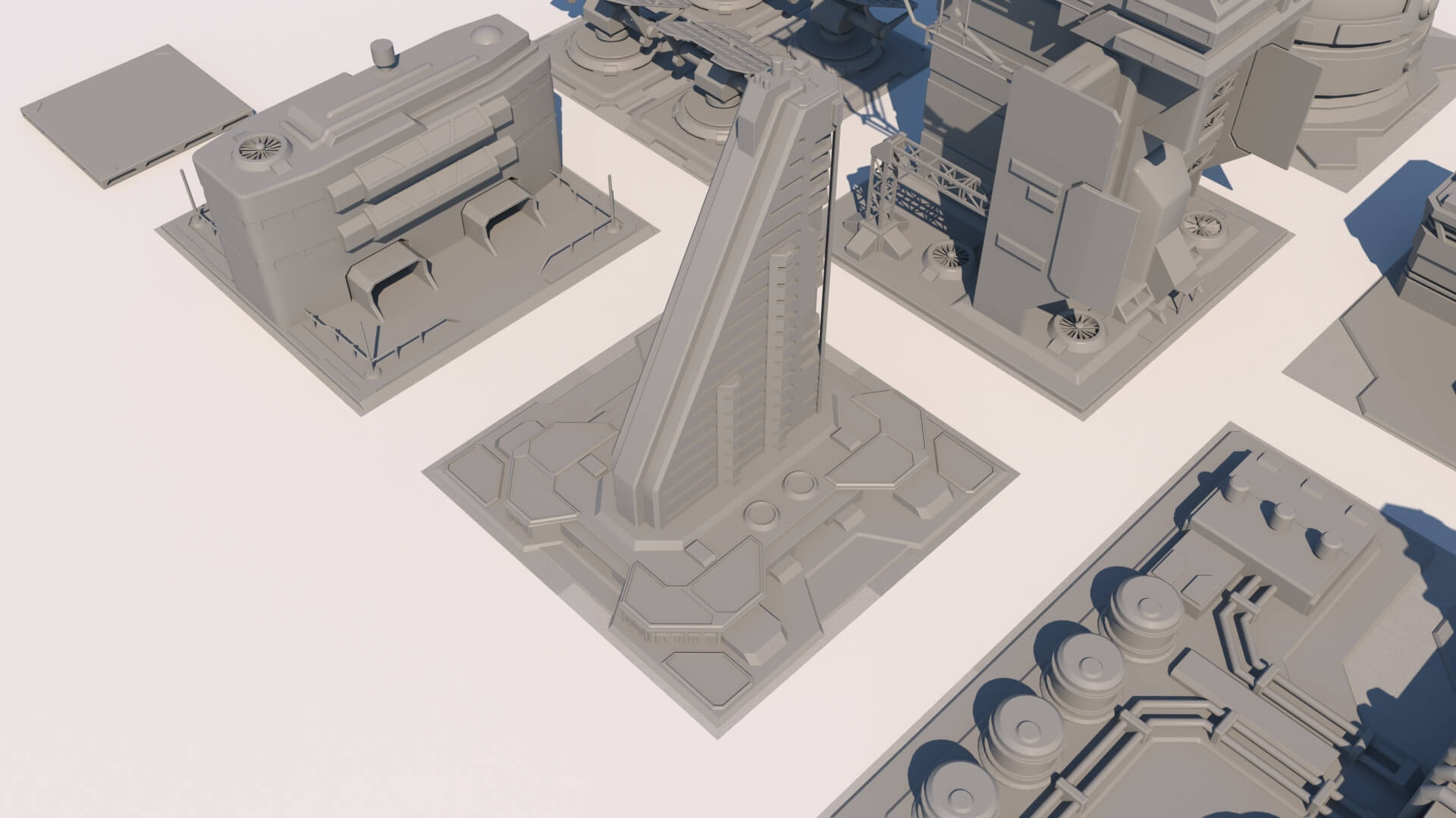 Sci-Fi Buildings 3D Model by 3dmode