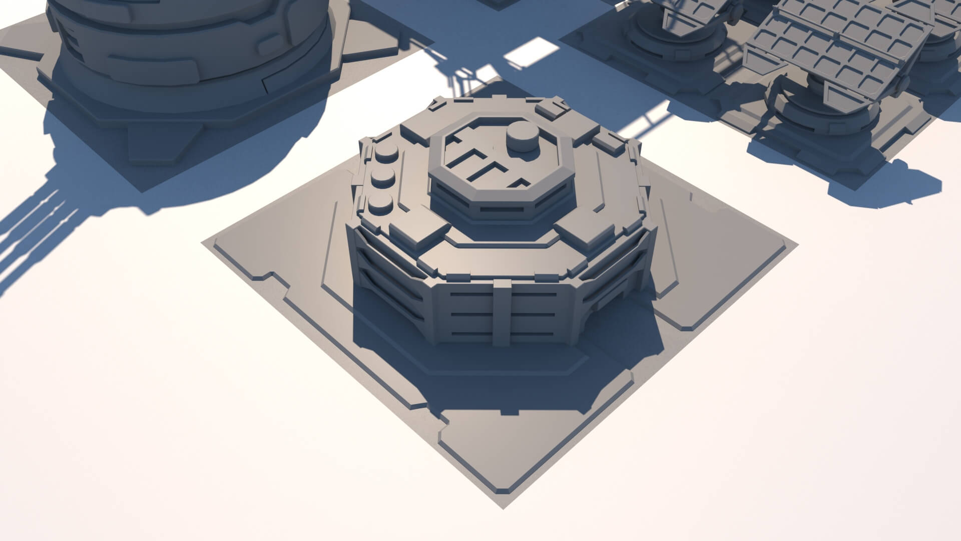 Sci-Fi Buildings 3D Model by 3dmode