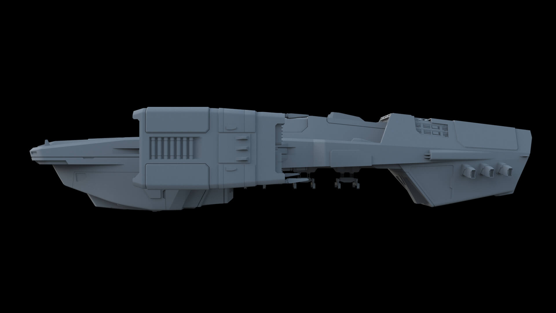Sci-Fi Cargo Ship 3D Model by 3dmode