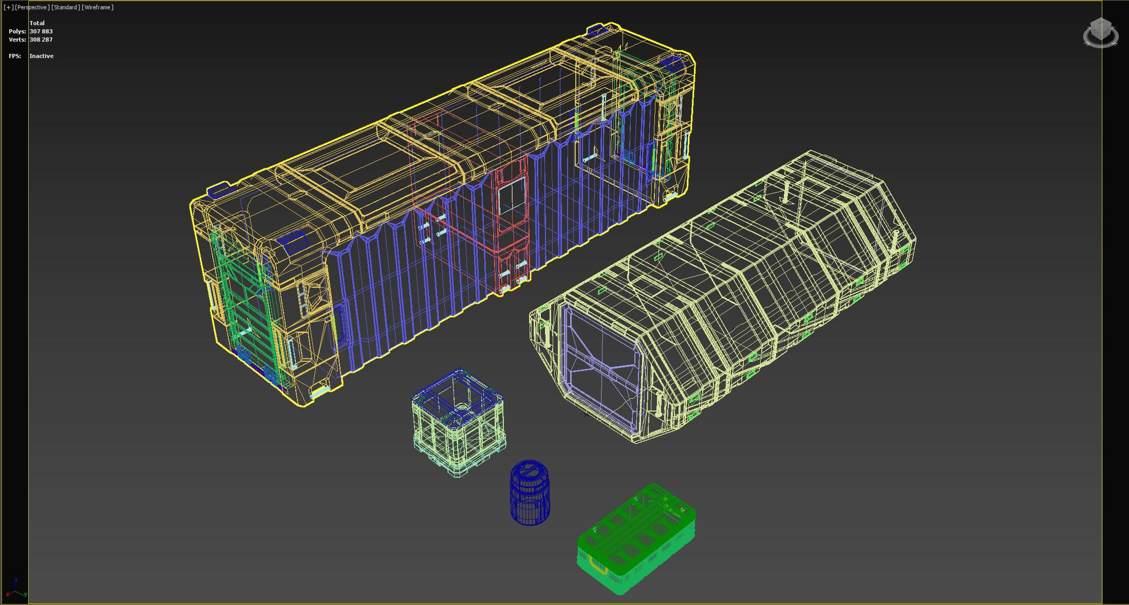 Sci-Fi Container Set 3D Model by 3dmode