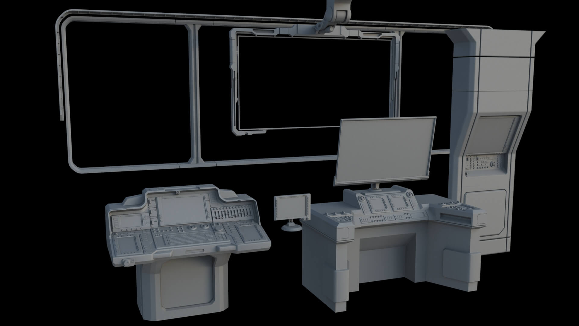 Sci-Fi Control Panels 3D Model by 3dmode