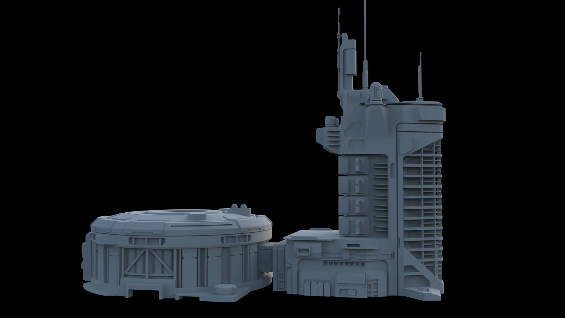 Sci-Fi Industrial Complex 3D Model by 3dmode